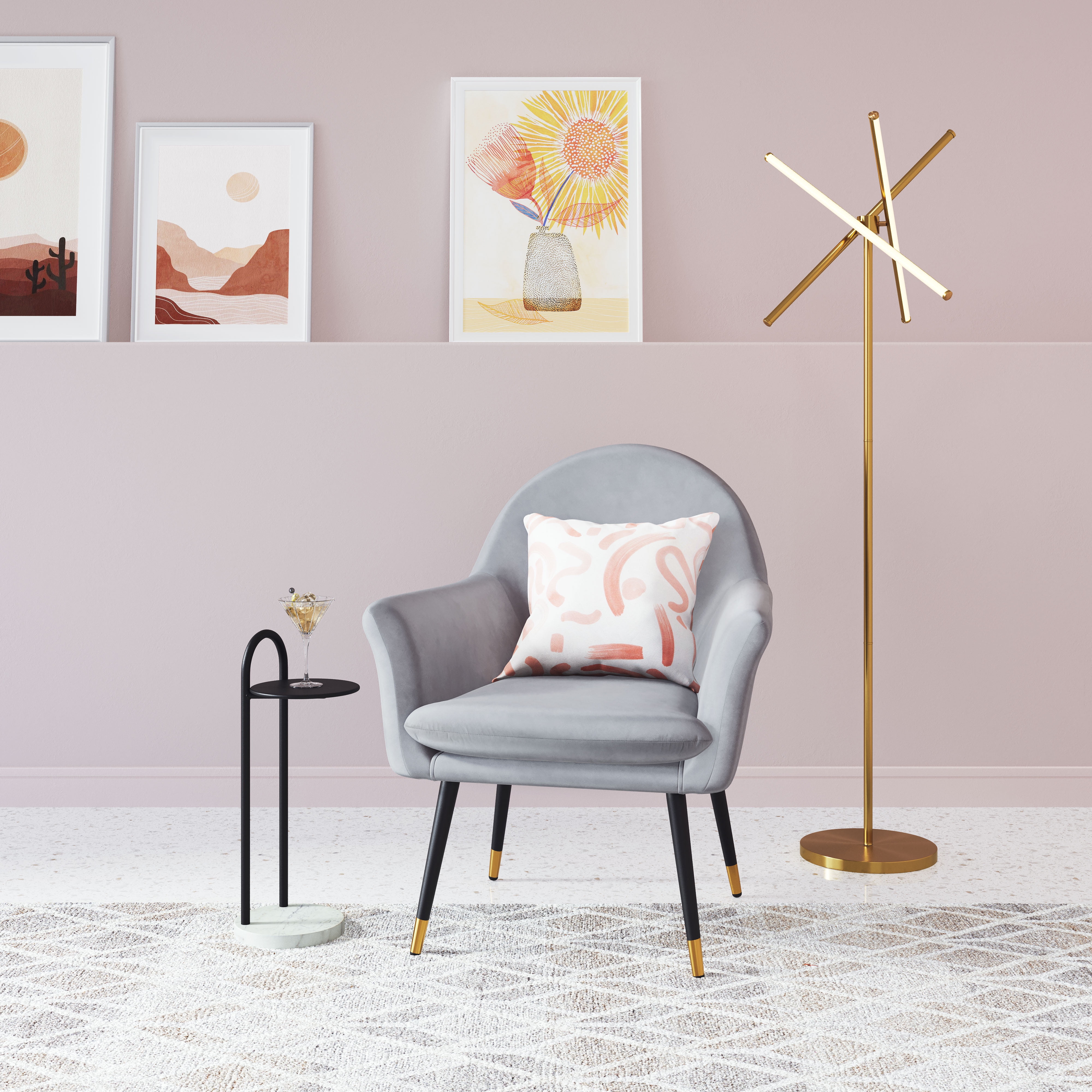 Garza Floor Lamp Brass - Walmart.com