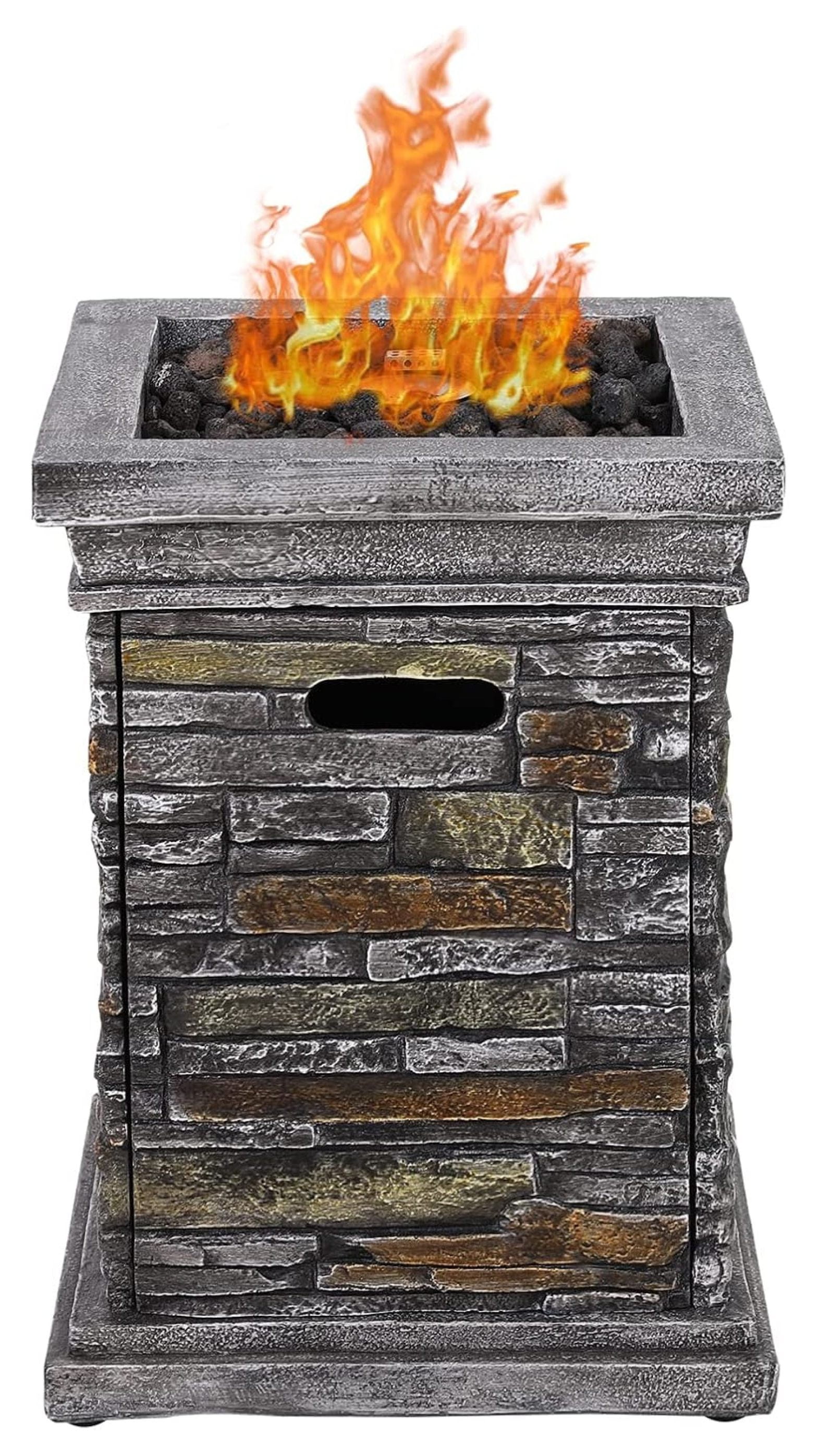 Gas 30,000 BTU Column Firepit Outdoor Propane for Patio Garden Camping ...
