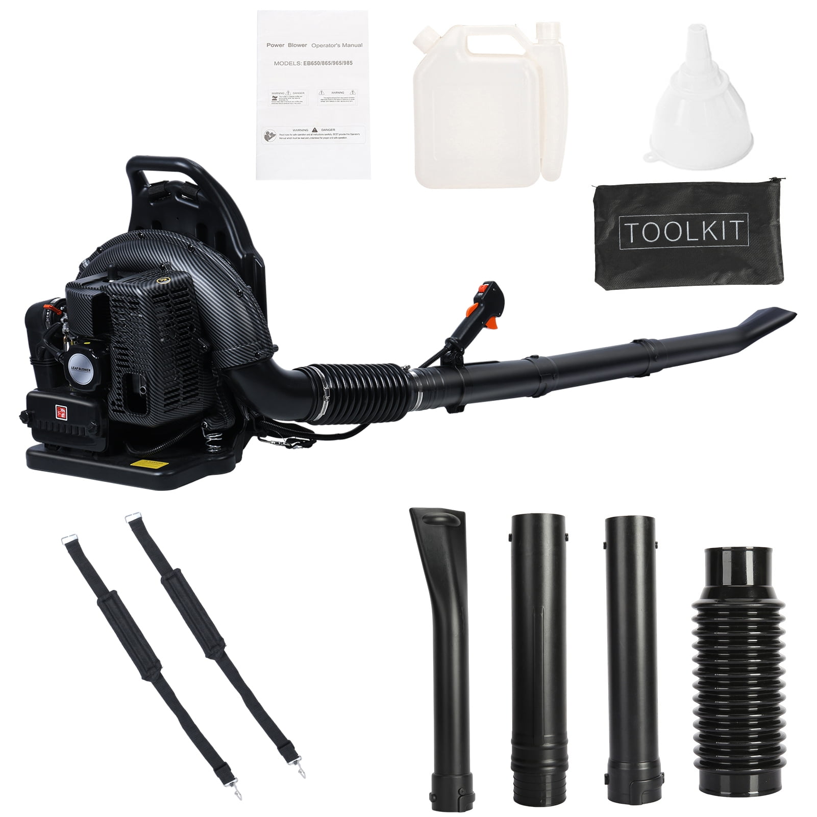 Gas Backpack Leaf Blower, 63CC 3HP 2-Stroke Engine, 665 CFM, 205MPH ...