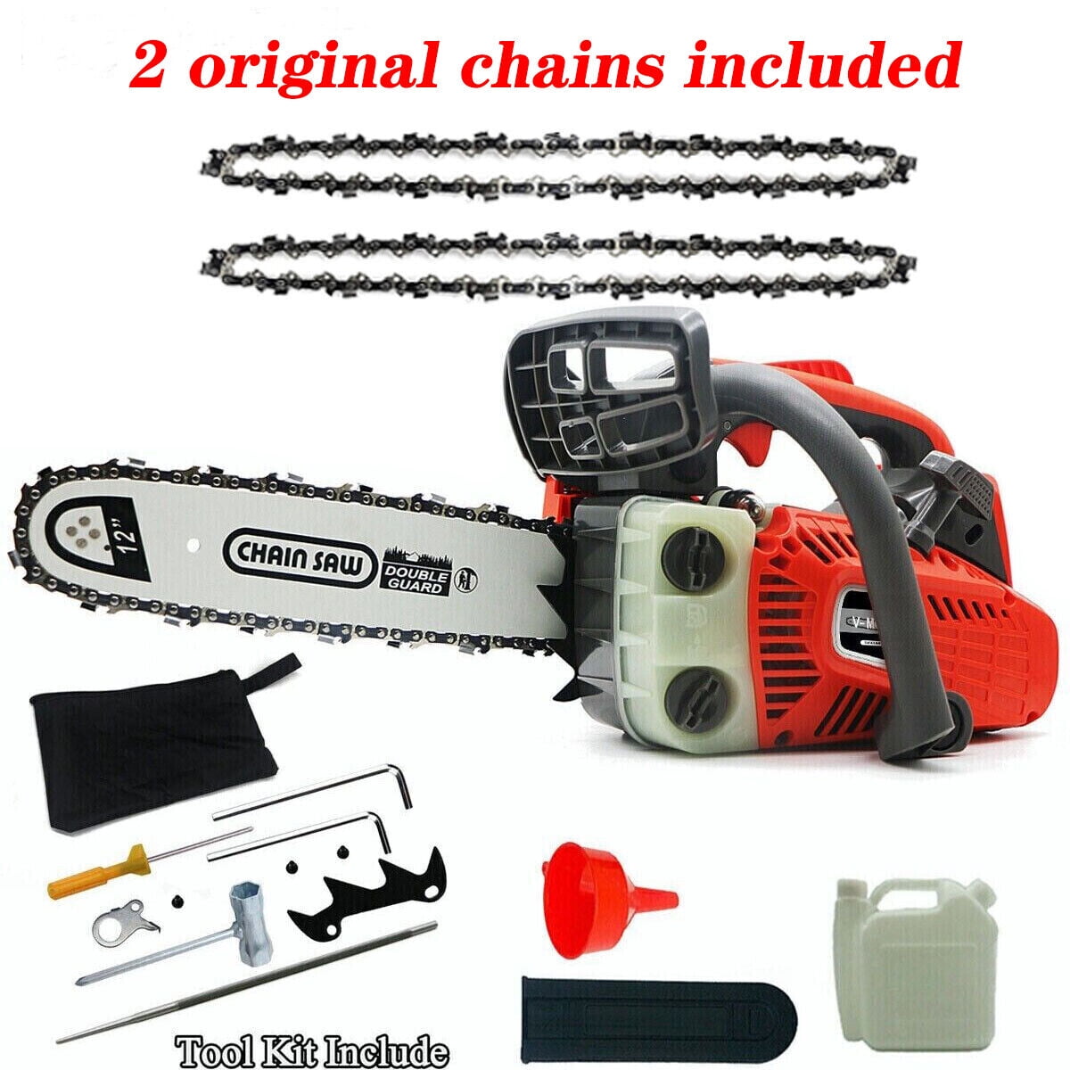 Gas Chainsaw 12'' Bar Top Handle Gasoline Powered 1000W 25.4CC 2-Stroke ...