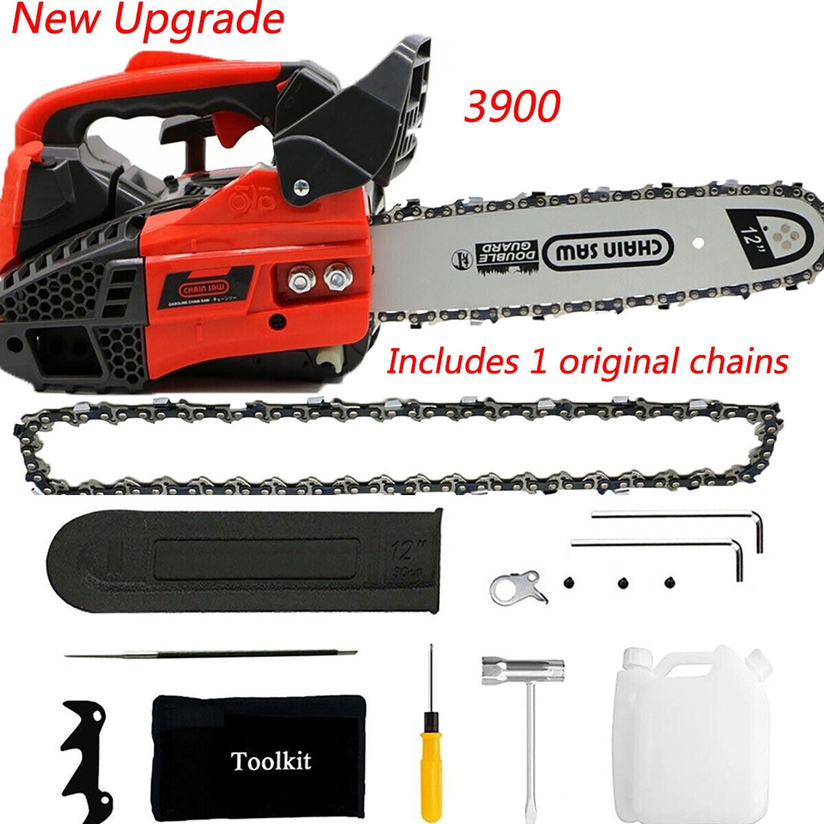 Gas Chainsaw 12'' Bar Top Handle Gasoline Powered 1000W 25.4CC 2-Stroke ...