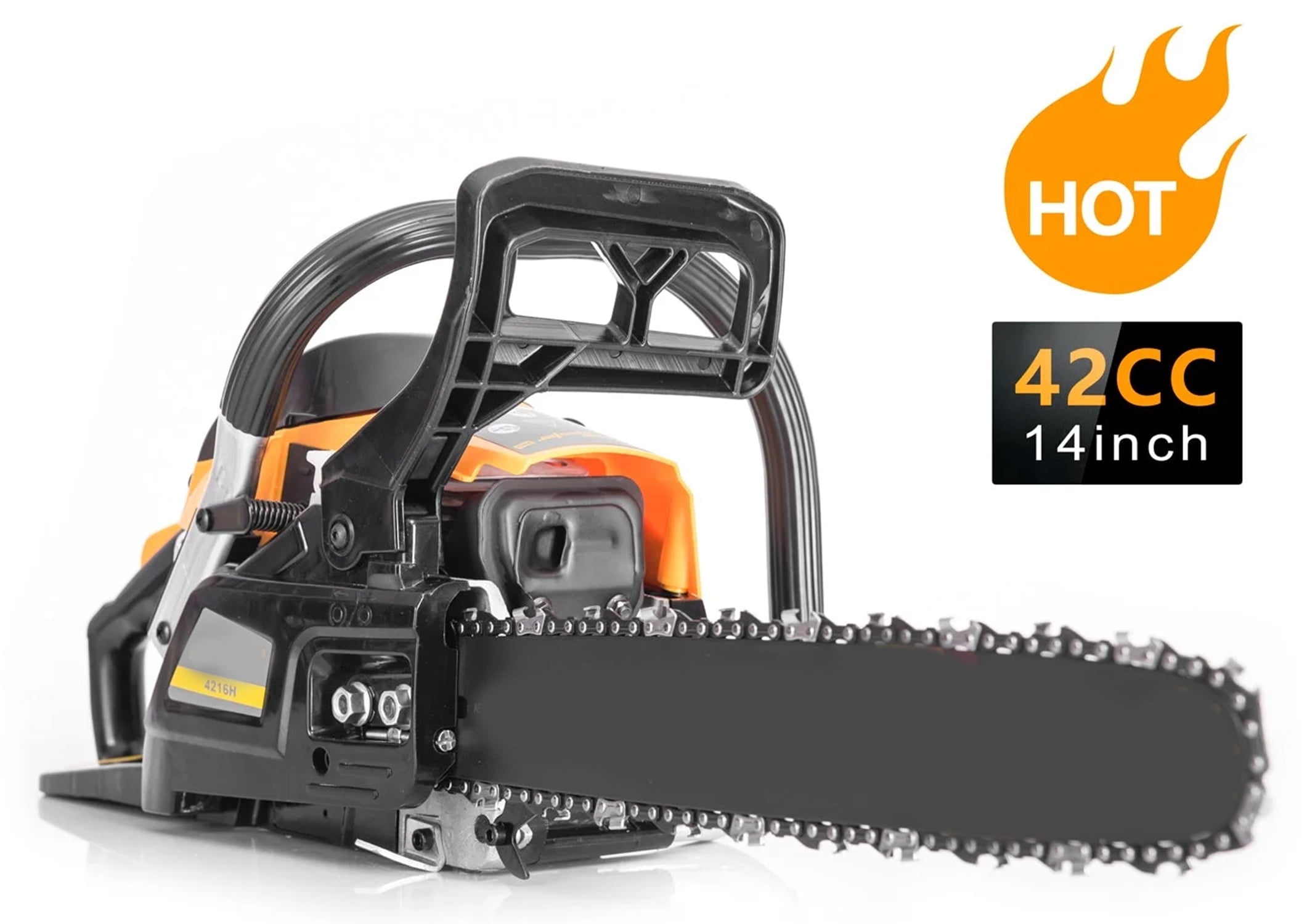 DEREAL 14'' 42CC 2-Stroke Gas Powered Chainsaw, Lightweight Heavy-Duty Handheld Saw for Farm ...