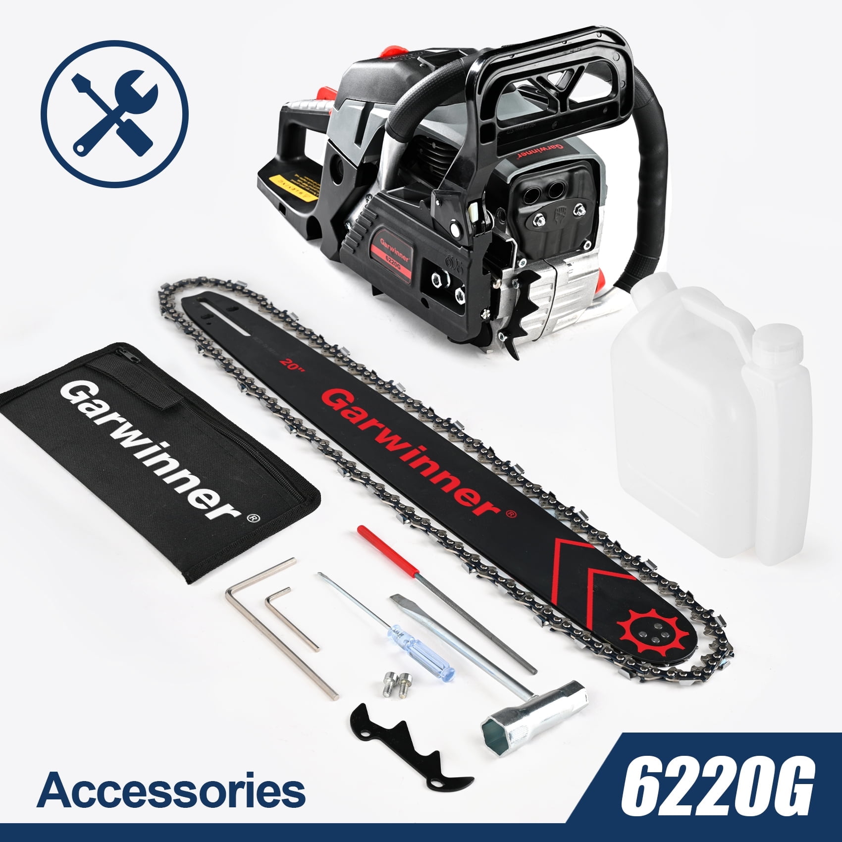 Dereal Extended Saw, Lightweight & Heavy-Duty 62CC 20in Gas Chainsaw ...