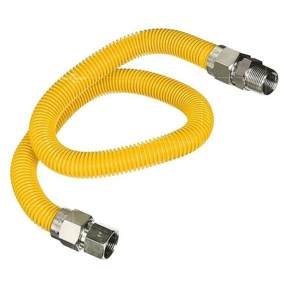 Gas Connector 24 inch Yellow Coated Stainless Steel, 1” OD Flexible Gas ...