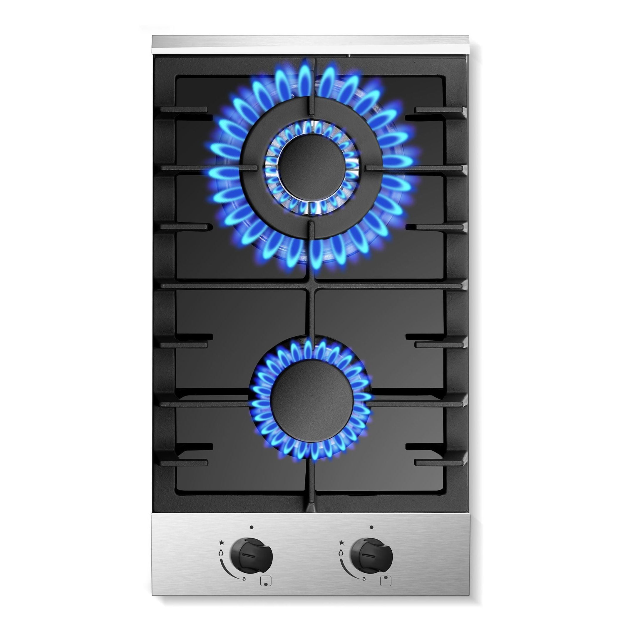 Gas Cooktop 12 Inch, Bulit-in Propane Stove 2 burner, Stainless Steel ...