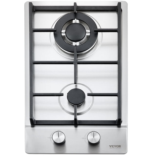 Gas Cooktop 12 inch, Max 12250BTU 2 Burners Built-in Stainless Steel ...