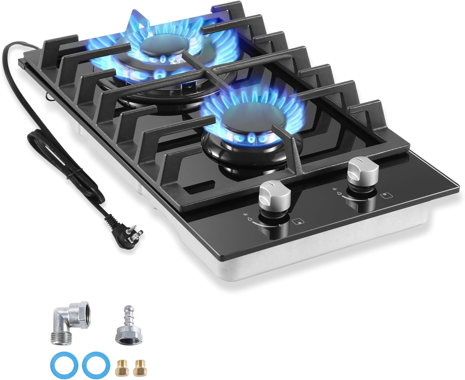 Gas Cooktop 2 Burner Propane Cooktop, 12 Inch Gas Stove Top with ...