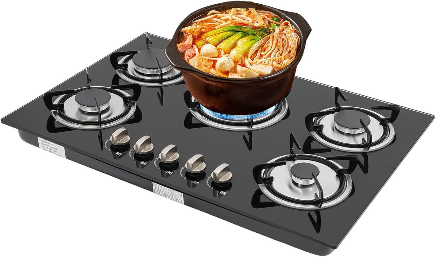 Gas Cooktop,30 Inch 5 Burners Gas Stove Gas Hob Stovetop Tempered Glass ...