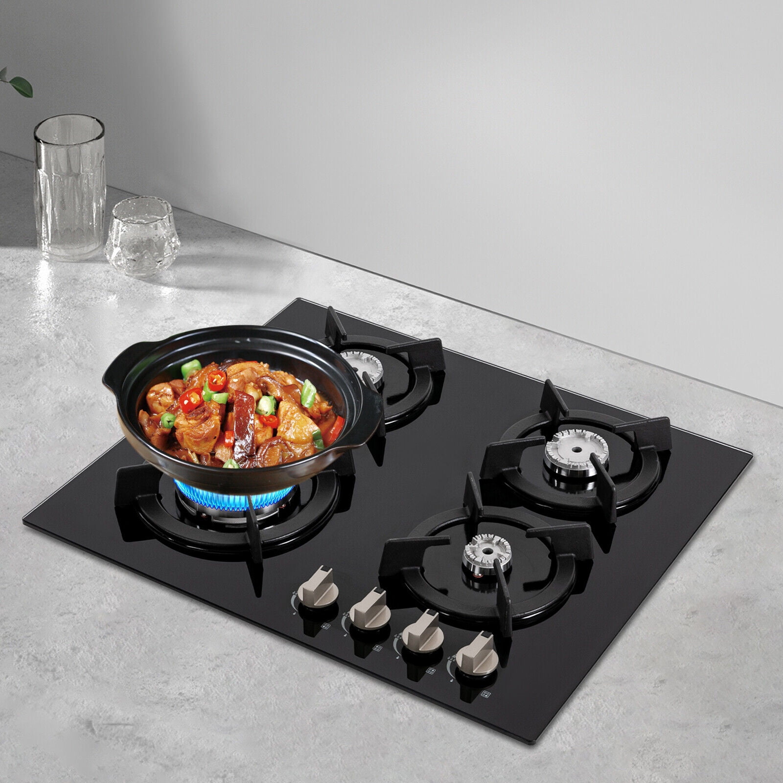 Gas Cooktop Stove Top 4 Burners NG/LPG Built-in Kitchen Gas Stove ...