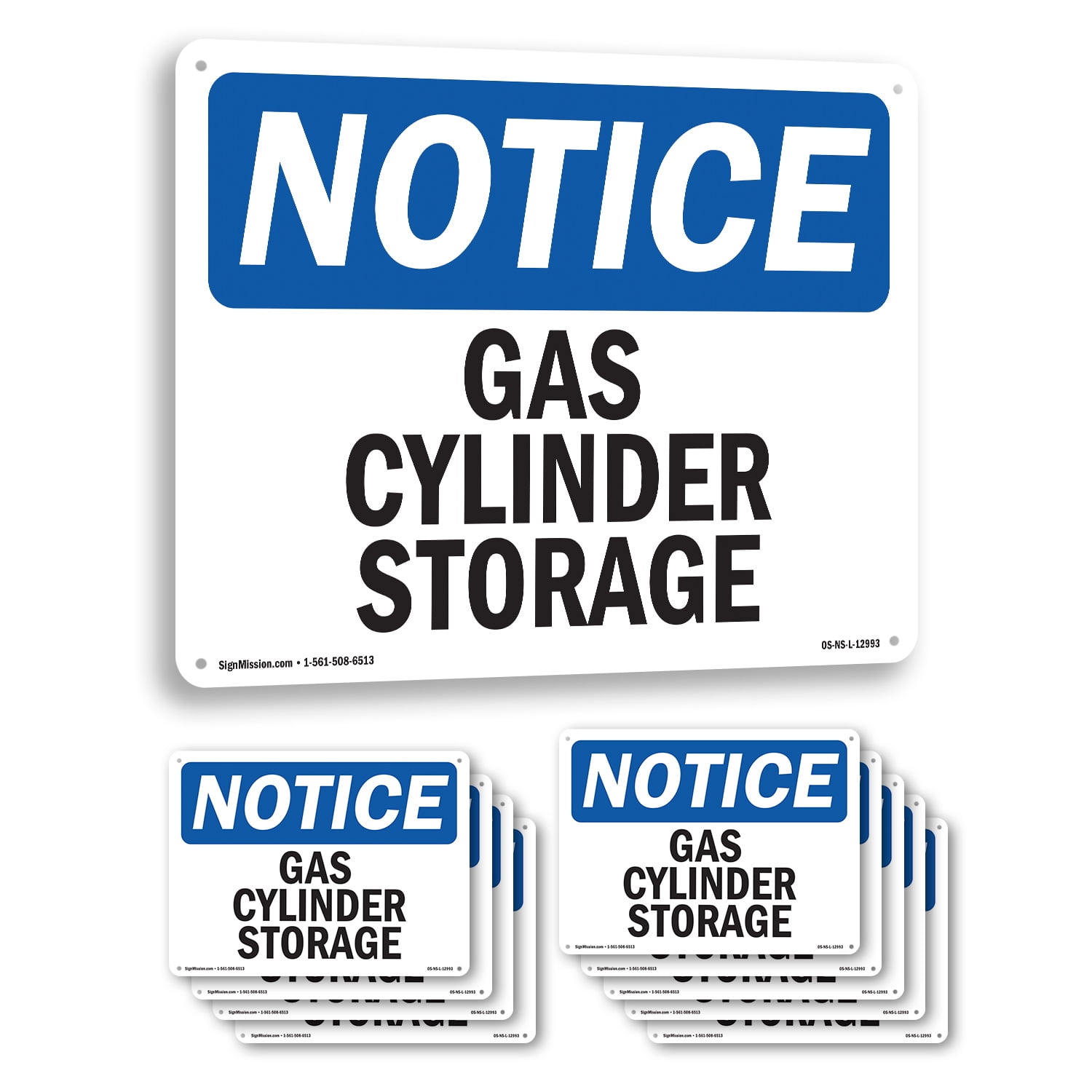 Gas Cylinder Storage OSHA Notice Rigid Plastic Sign 18 Inch x 12 Inch ...