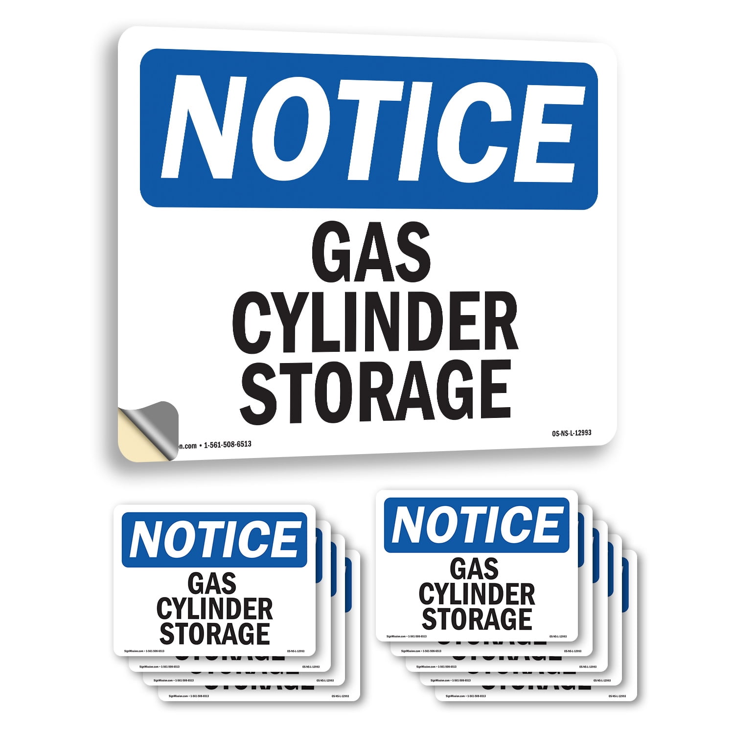 Gas Cylinder Storage OSHA Notice Vinyl Decal Label 18 Inch x 12 Inch ...