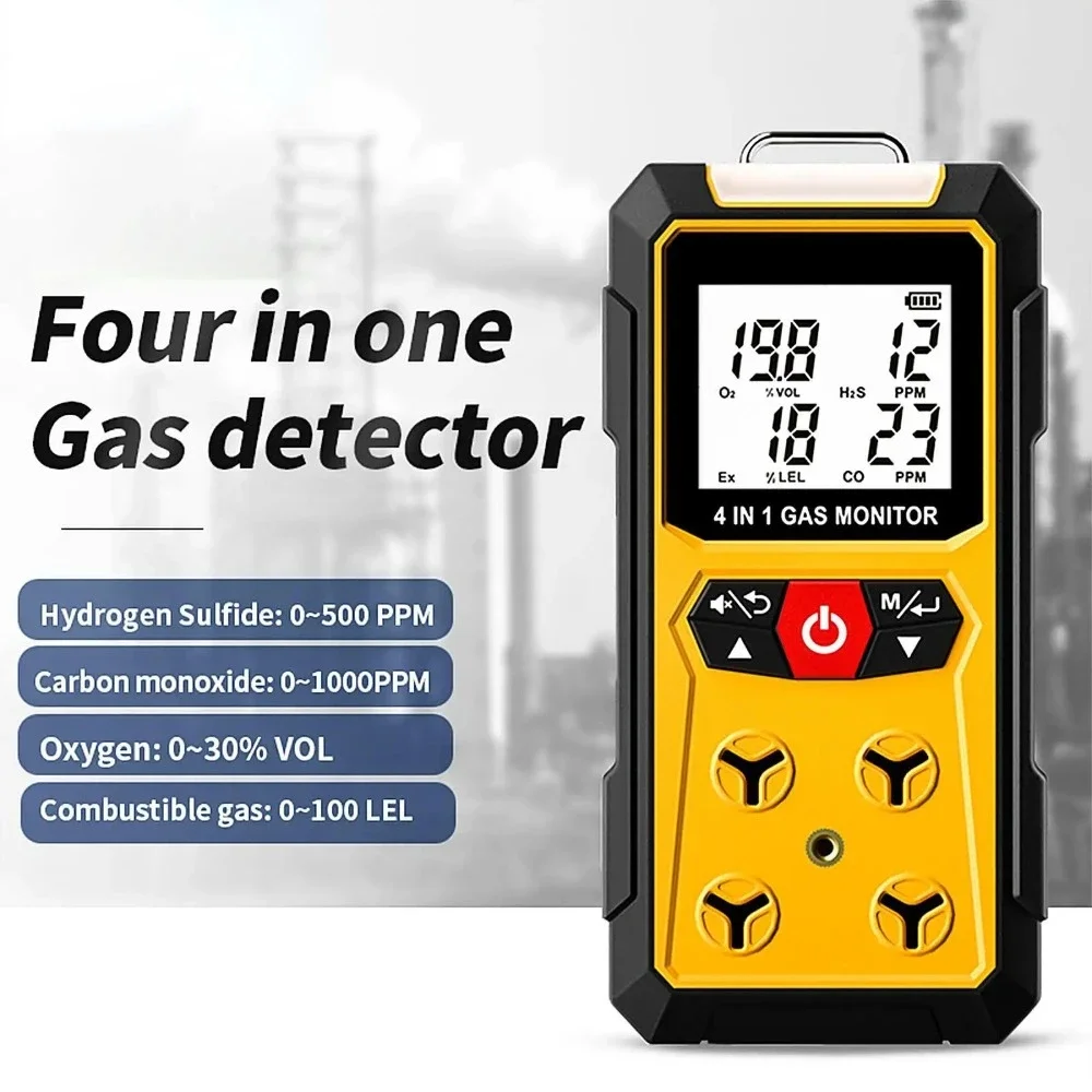 Gas Detector Meter 4 in 1 Oxygen O2 Carbon Monoxide CO H2S Ex ...