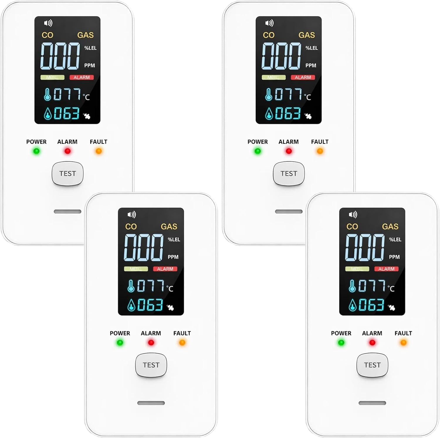 Gas Detectors for Home Natural Gas, 4-in-1 Detector with LCD HD Screen ...