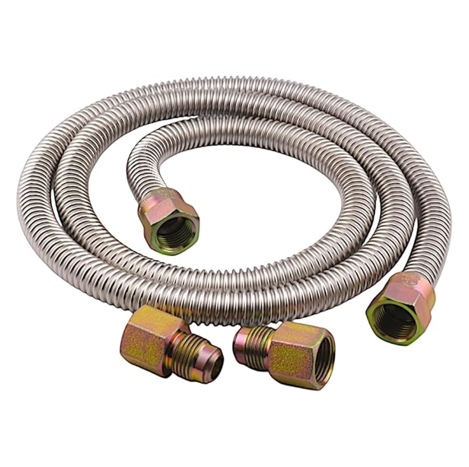 Gas Dryer Connector 4 ft, 3/8 in FIP x 3/8 in FIP - Stainless Steel Gas ...