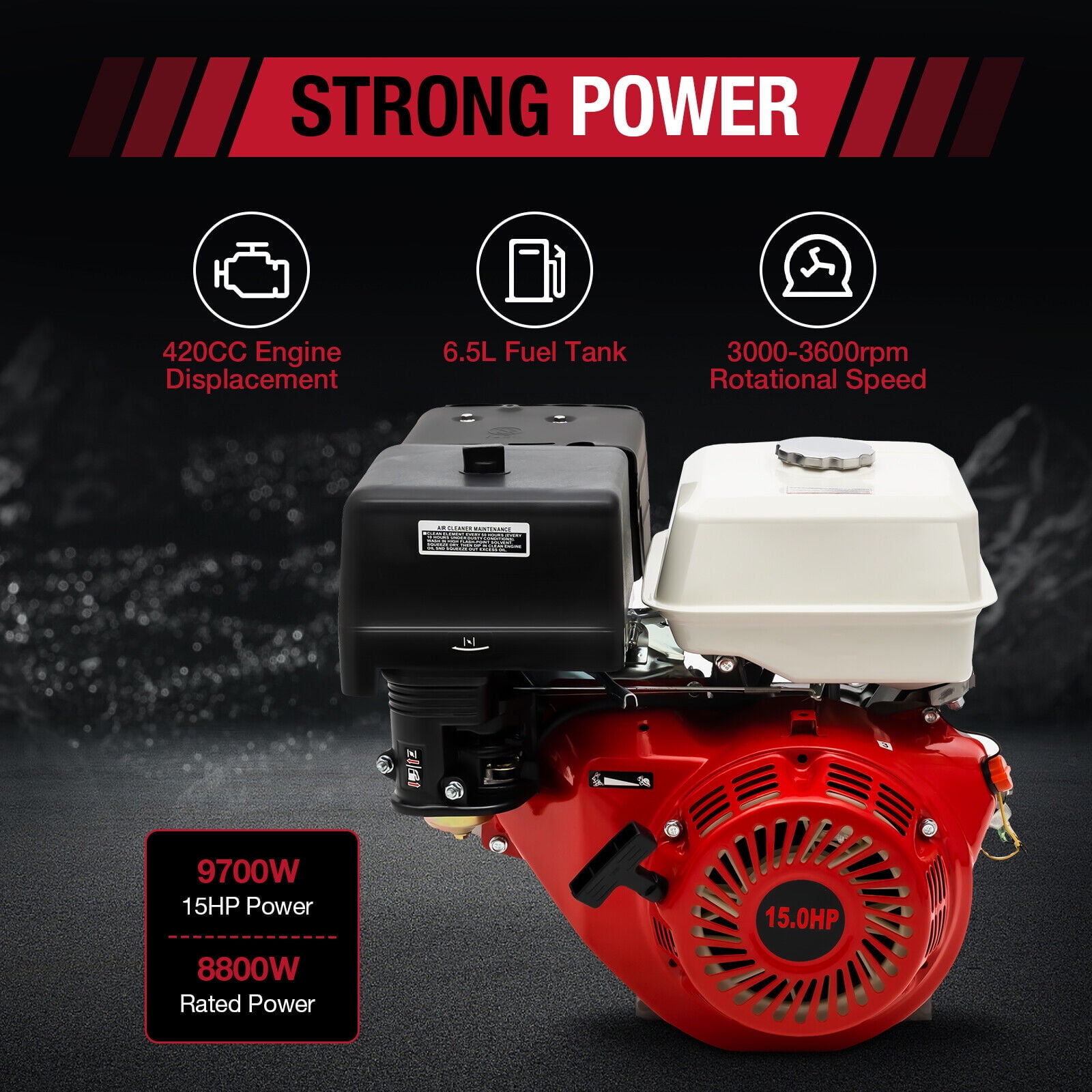 Lifan Type 420CC 15 HP 4 Stroke Gas Engine, Recoil Start for Go Kart, Log Splitter - Walmart.com