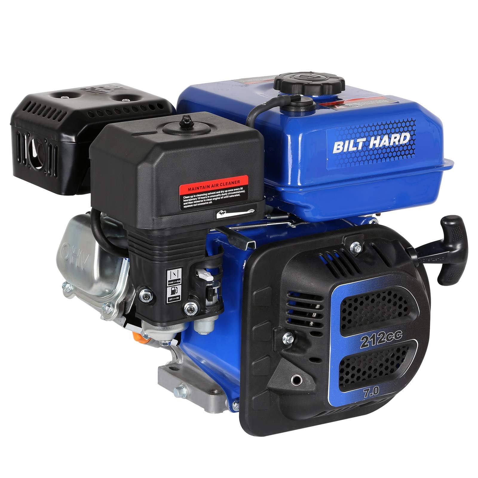 Gas Engine Horizontal Shaft 4 Stroke 212cc 7HP Gasoline Powered OHV Industrial Replacement ...