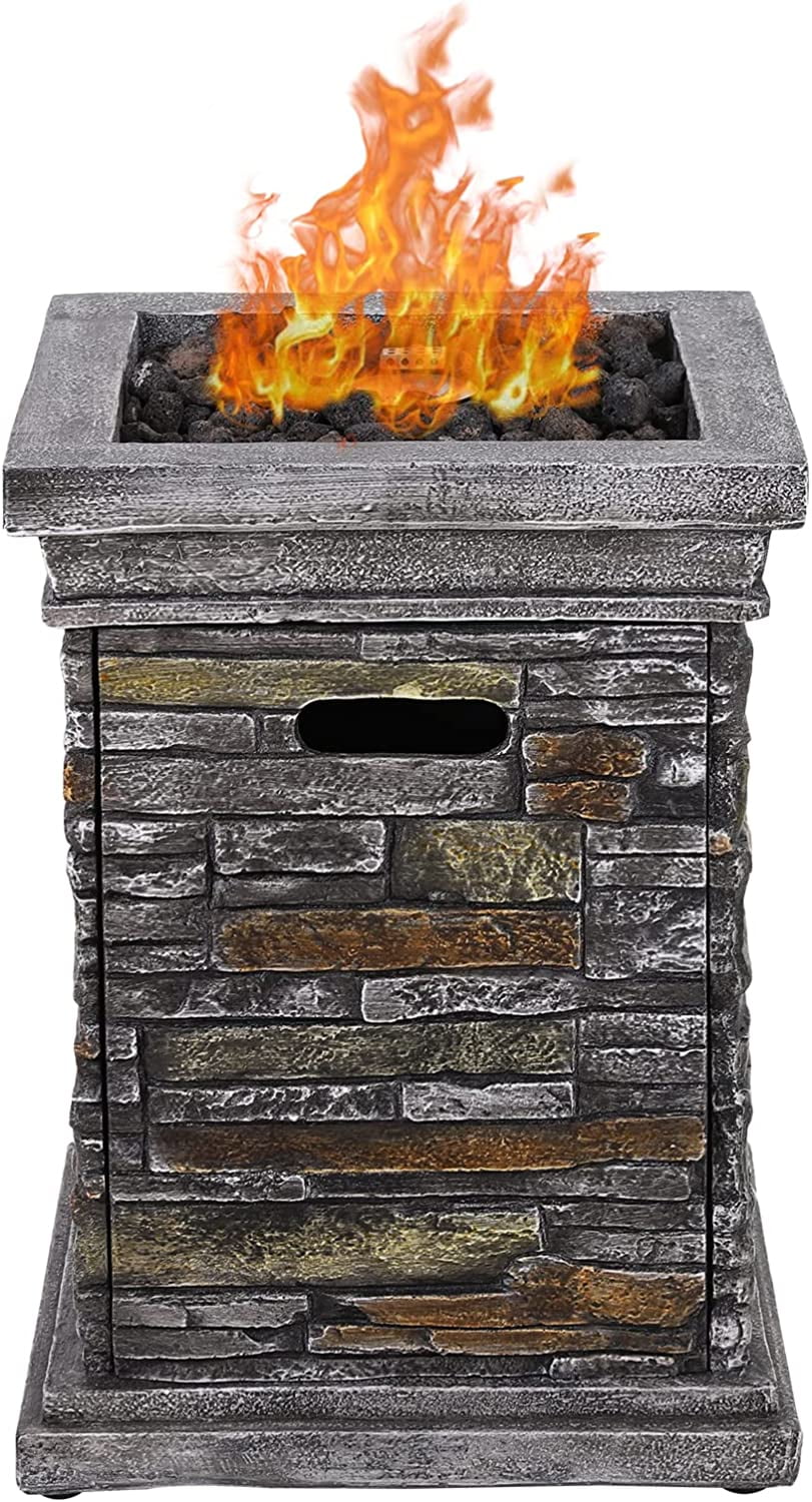 Gas Fire Pit 30,000 BTU Column Firepit Outdoor Propane Fire Pit for ...