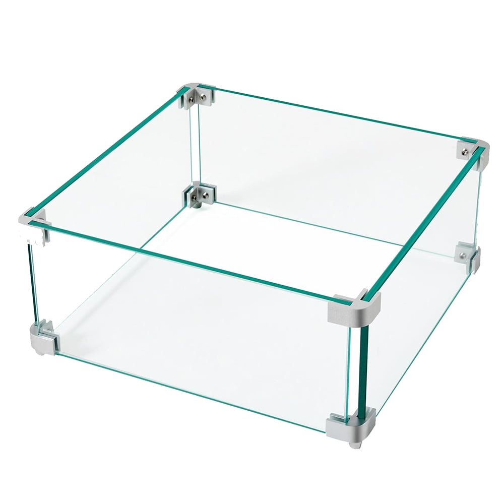 Gas Fire Pit Wind Guard, 15 x 15 x 6.5 inch Clear Tempered Wind Guard ...
