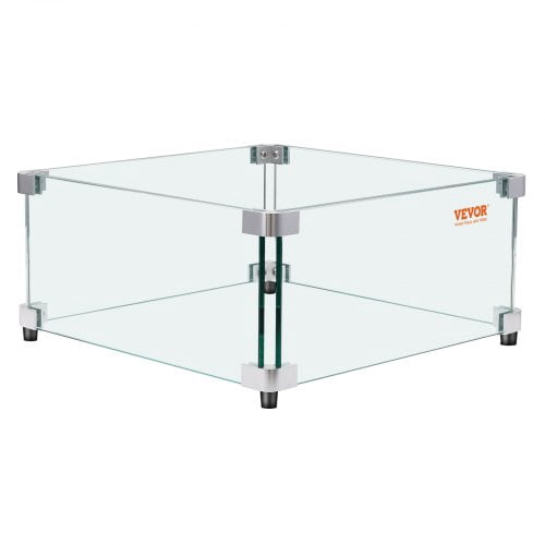 Gas Fire Pit Wind Guard for Square Fire Table, 21 x 21 x 7.5 inch Clear ...