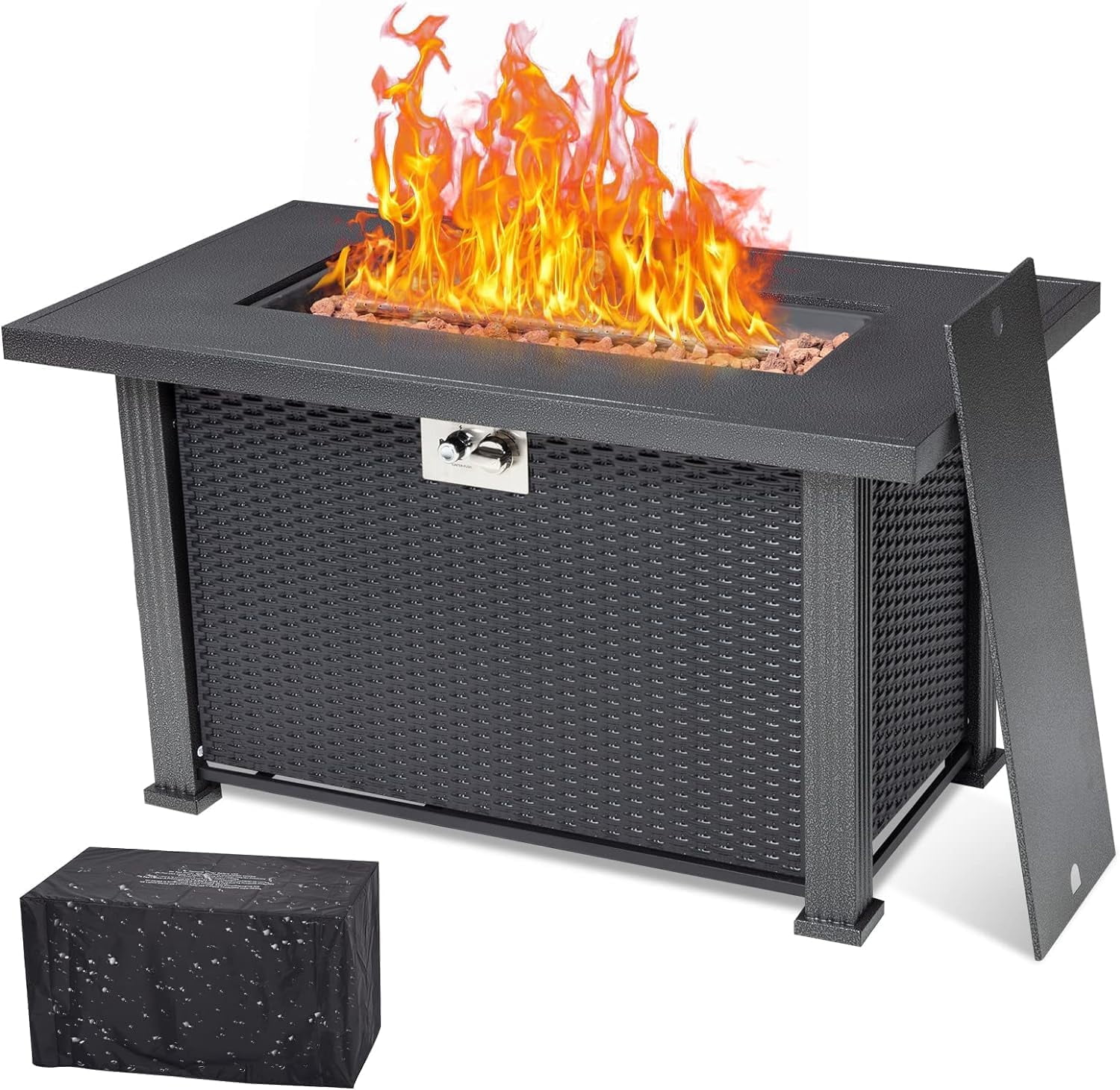 Gas Fire Pits for Outside Patio, Gas Firepit 44 Inch Rectangle Propane ...