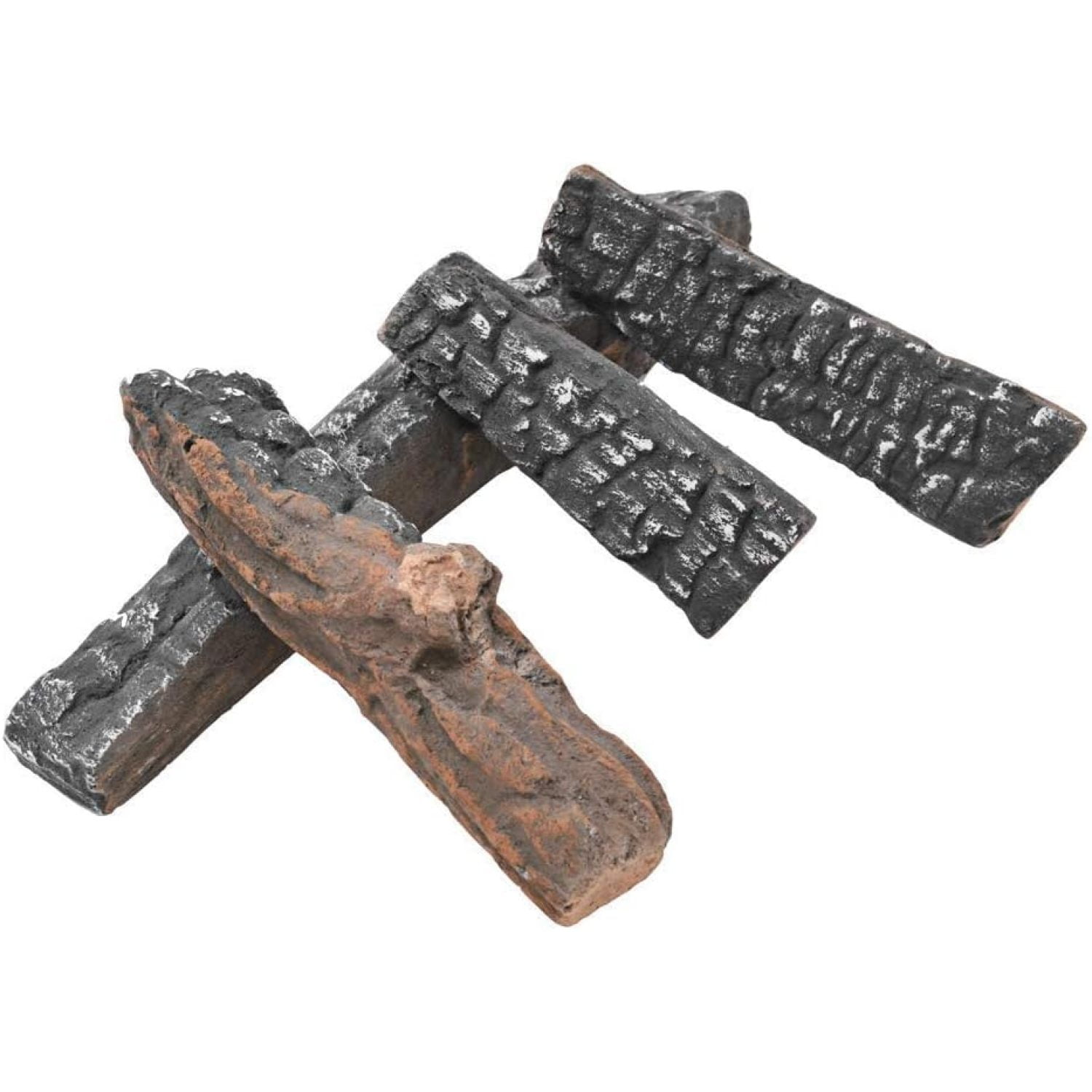 Gas Fireplace Logs，4/5pcs Ceramic Wood Logs for All Types of Indoor ...