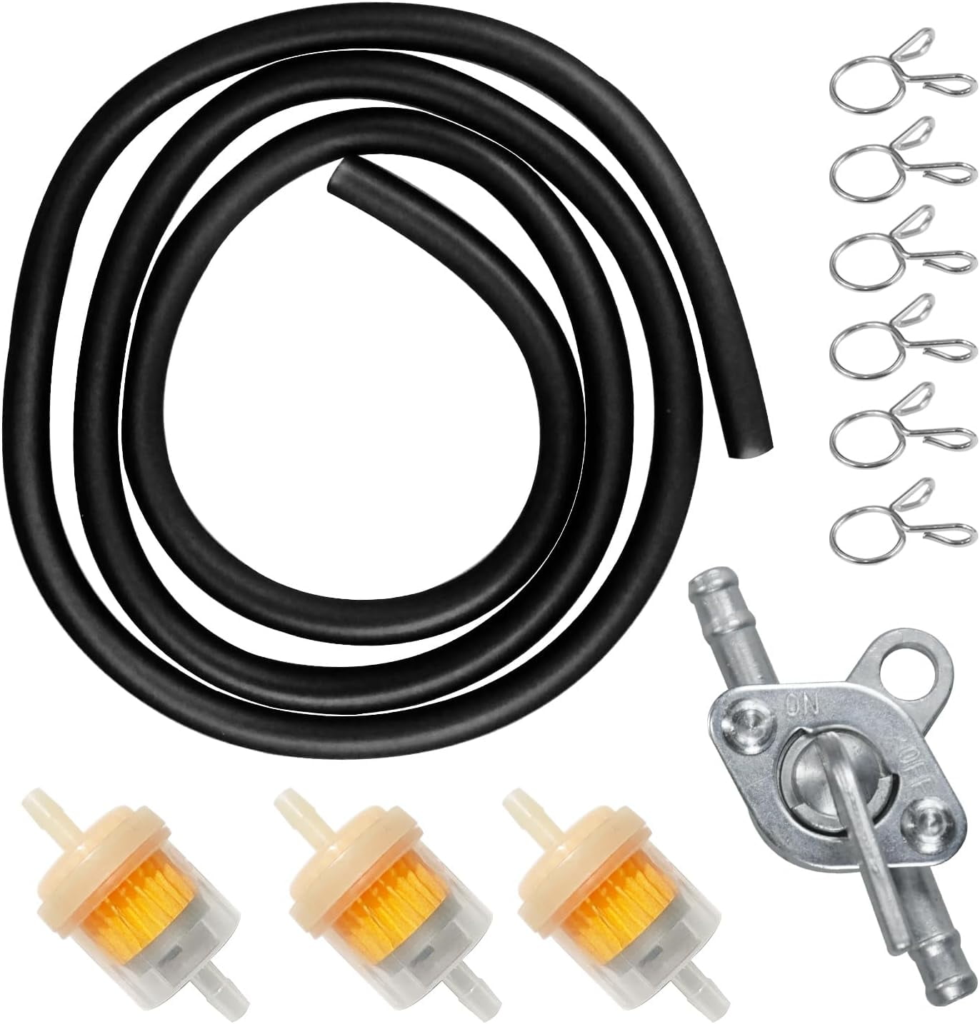 Gas Fuel Line Hose Clamps Fuel Filters with Inline Shut Off Valve ...