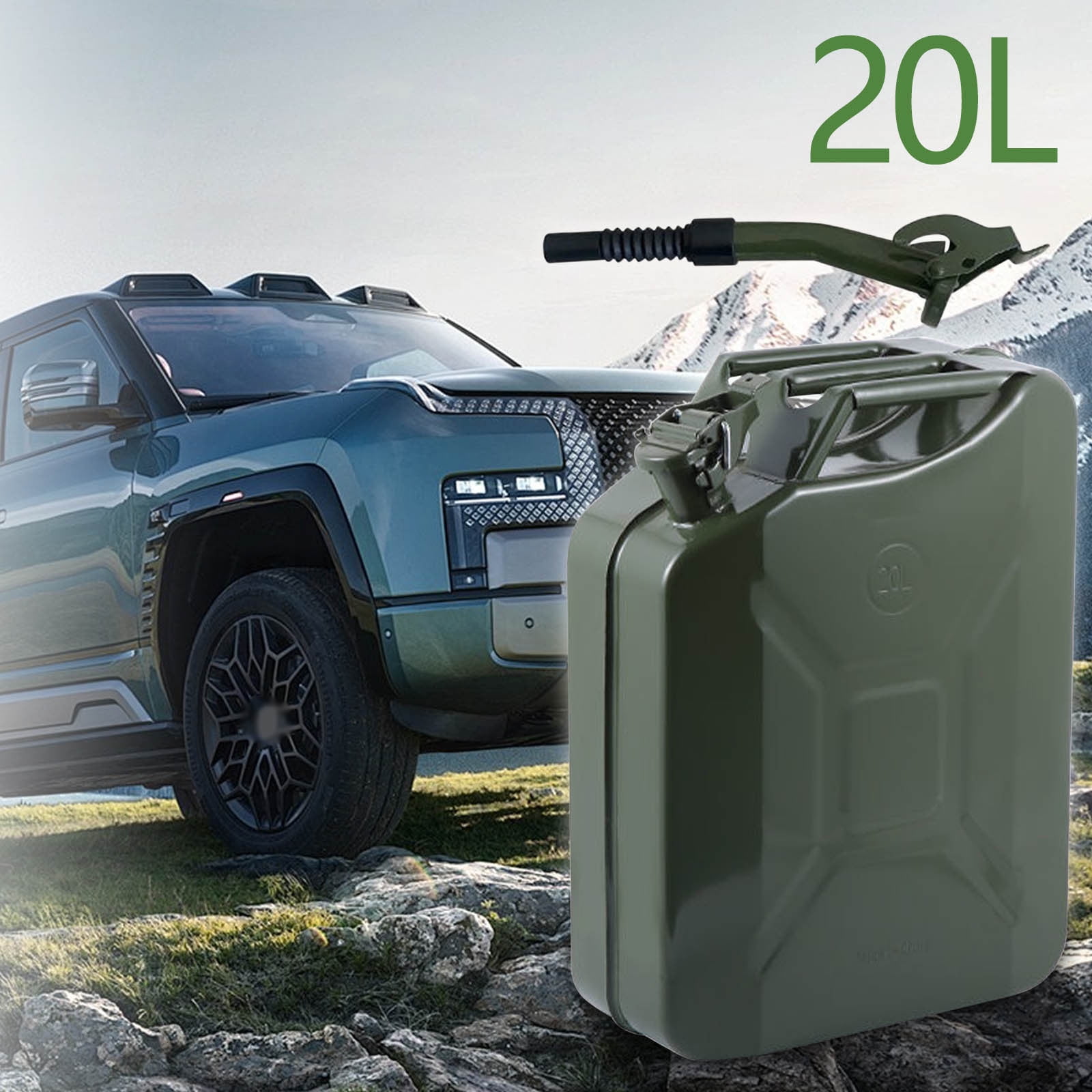 Gas Fuel Tank, Portable Handhend Fuel Tank with Spout and Handle, Metal ...