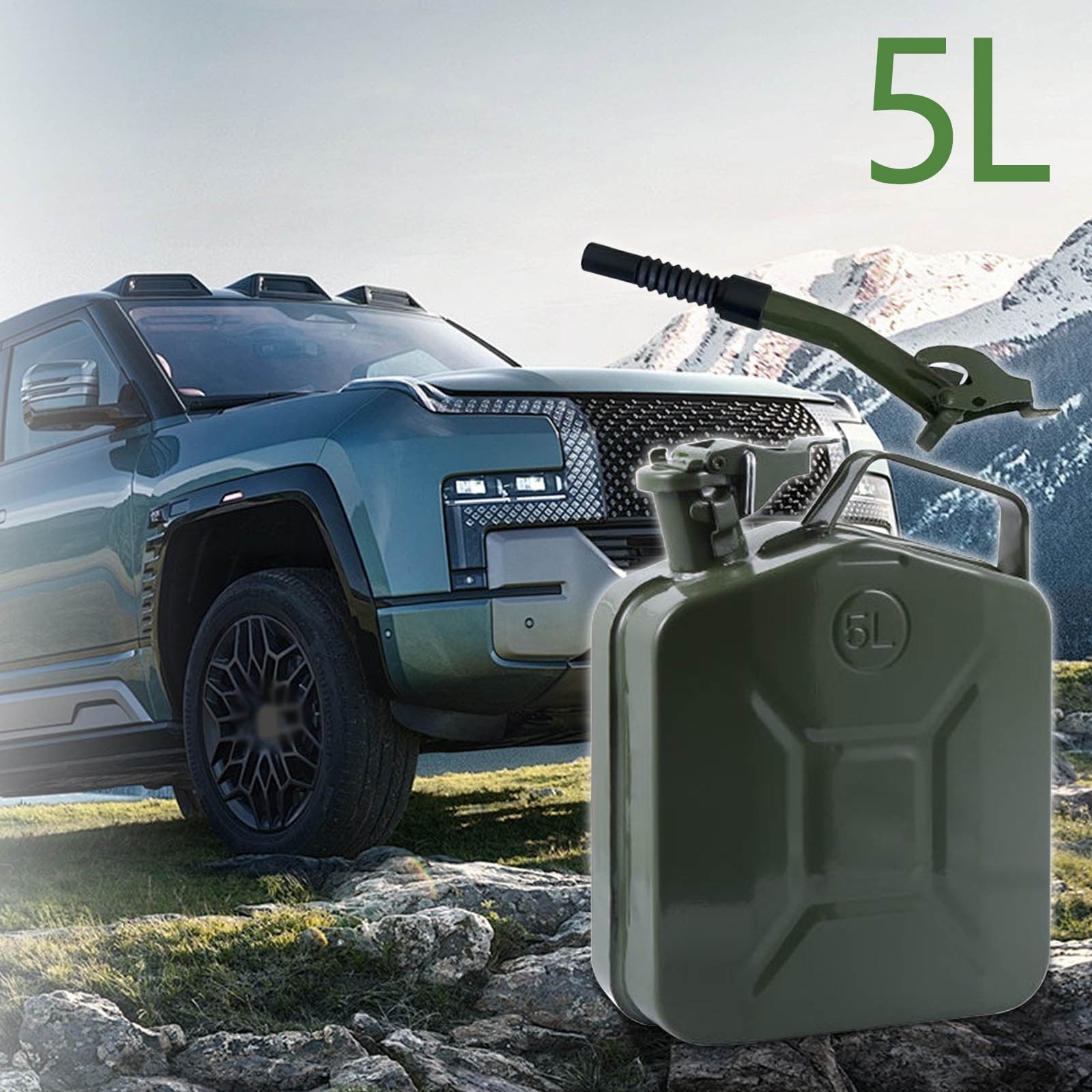 Gas Fuel Tank, Portable Handhend Fuel Tank with Spout and Handle, Metal ...