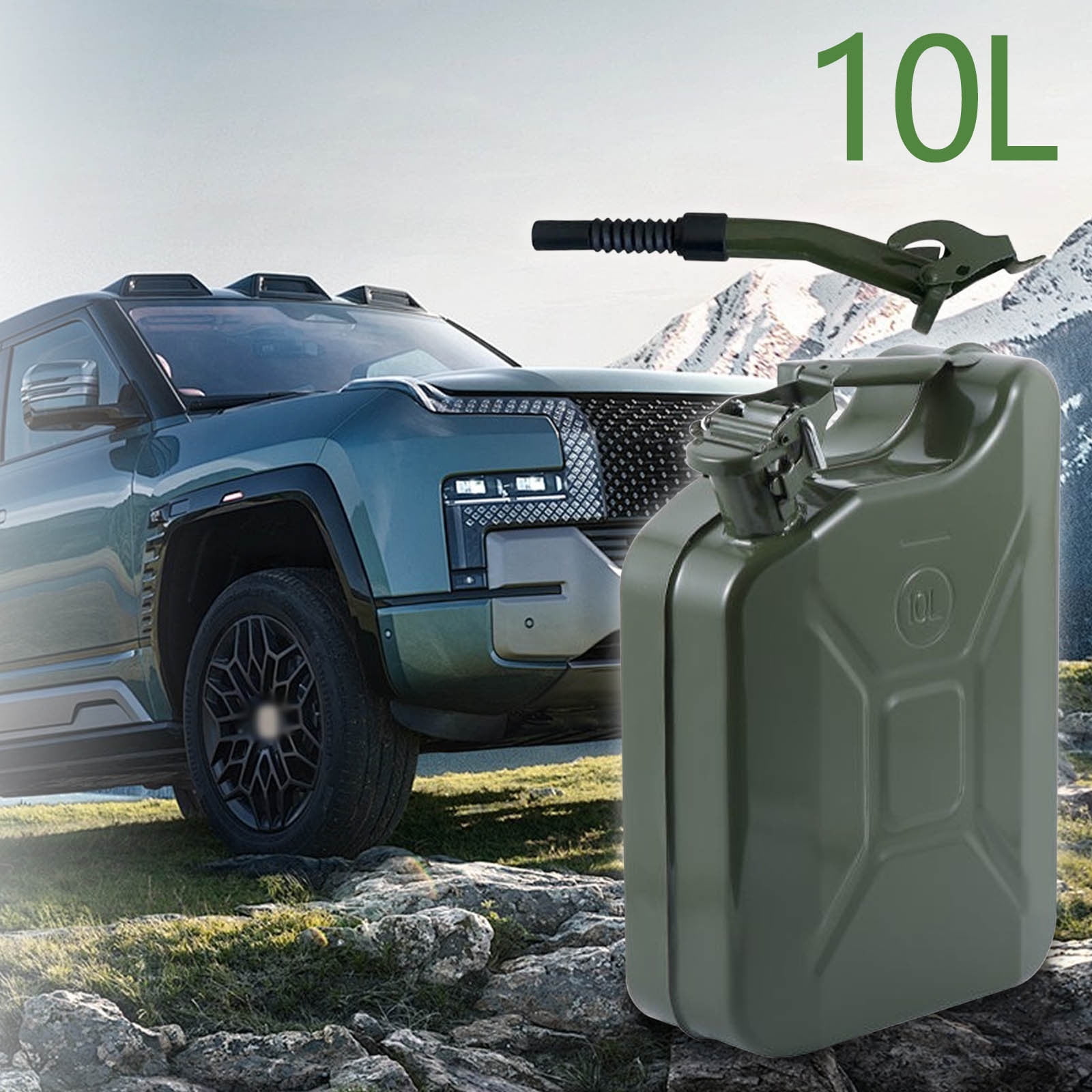 Gas Fuel Tank, Portable Handhend Fuel Tank with Spout and Handle, Metal ...