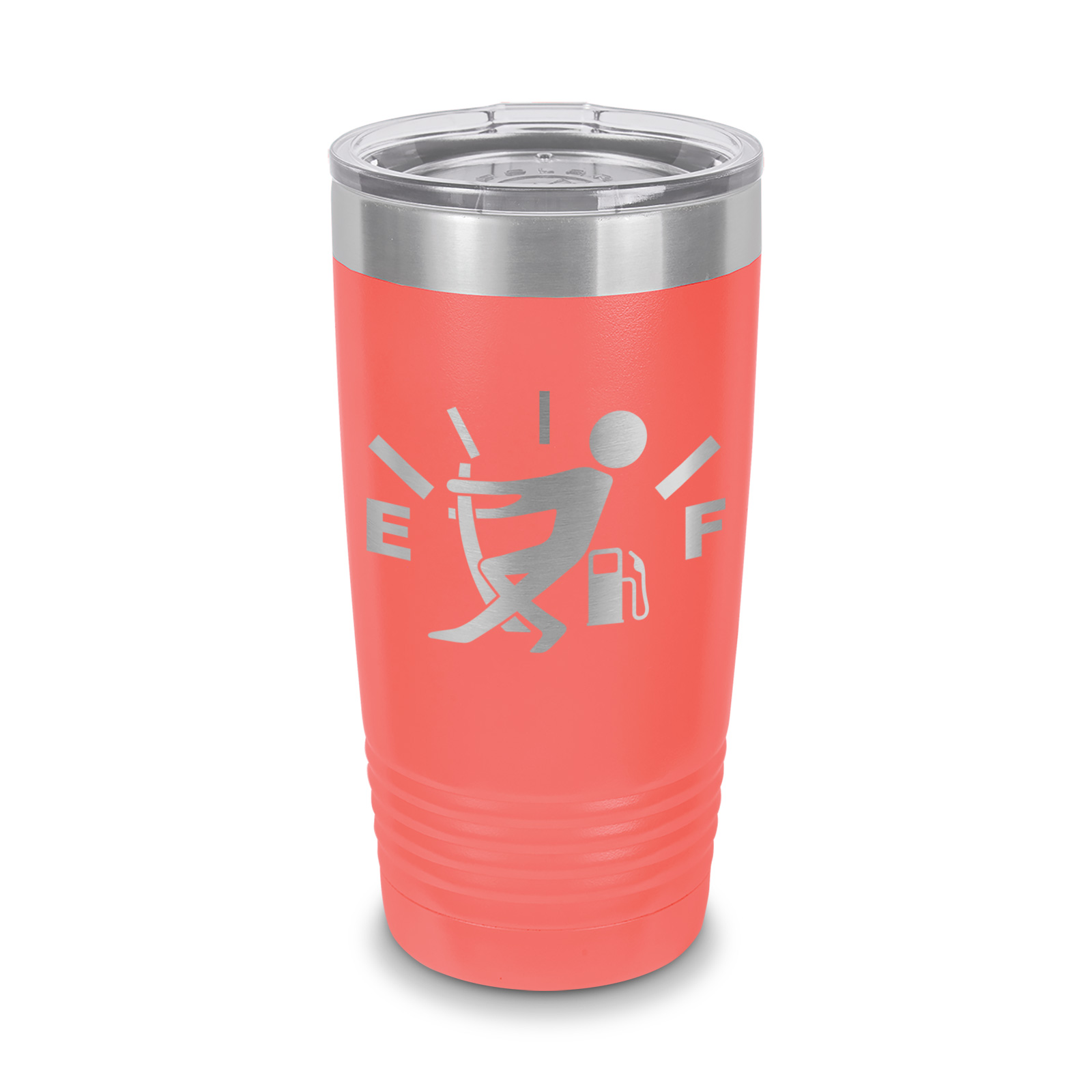 Gas Gauge Empty Full Tumbler 20 oz - Laser Engraved w/ Clear Lid ...