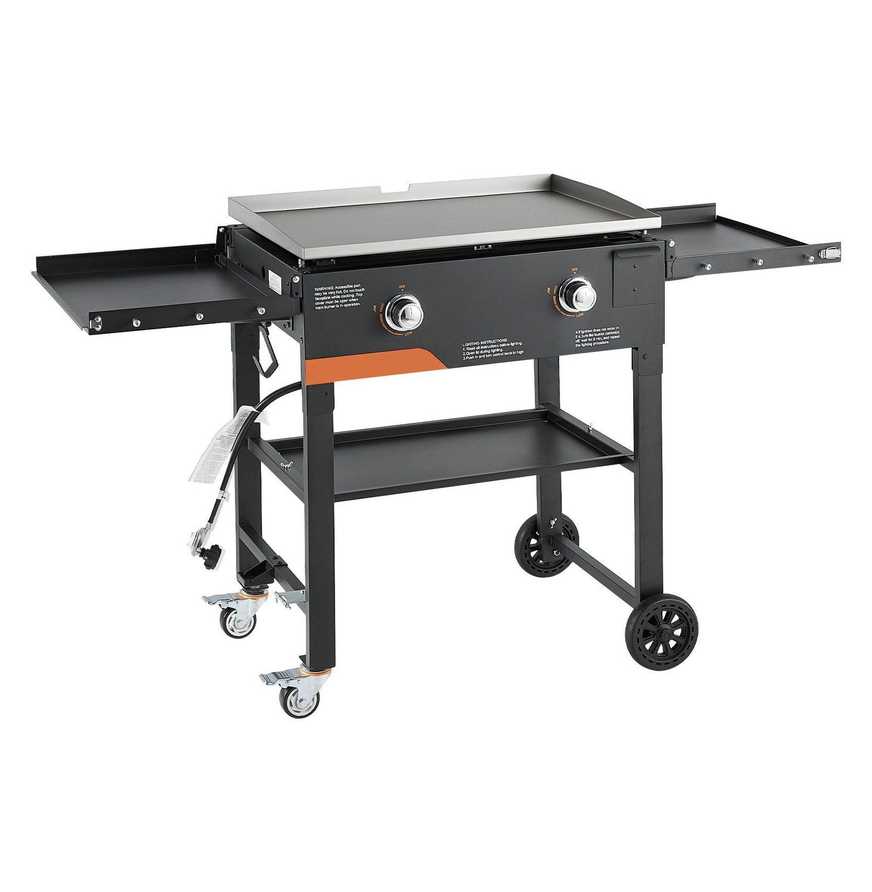 Gas Griddle 2 Burner Flat Top Grill, 28 inch Propane Grill w/ Wheels ...
