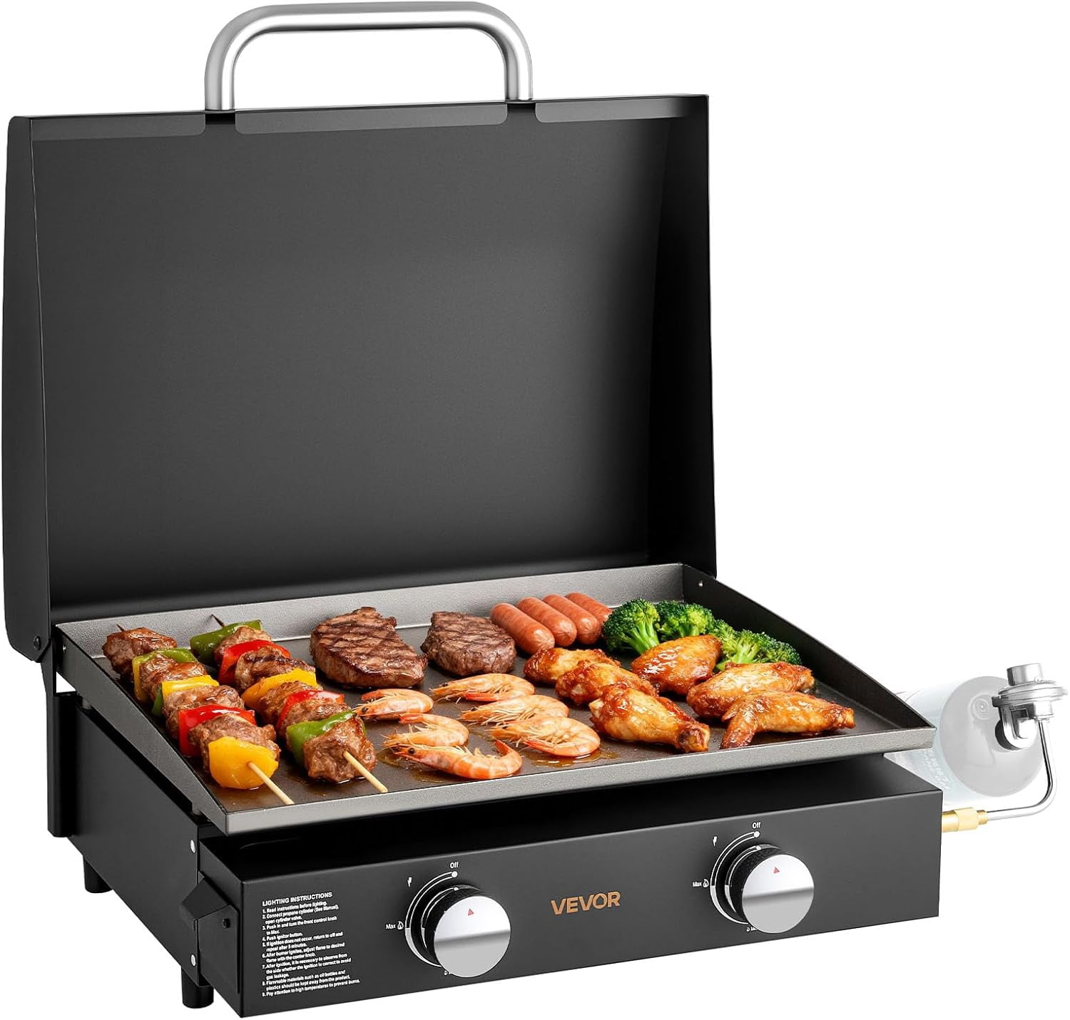Gas Griddle, 2 Burner Tabletop Griddle, 22 inch Portable Griddles ...