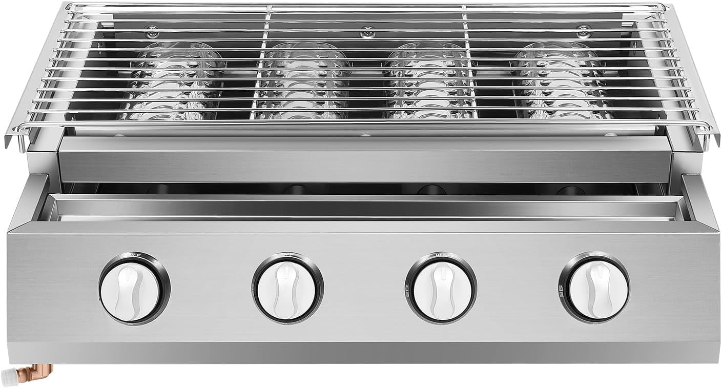 Gas Grill, Stainless Steel Outdoor Barbecue Grill 4-Burner Propane BBQ ...