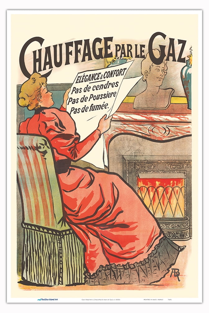 Gas Heating (Chauffage par le Gaz) - Vintage French Advertising Poster ...