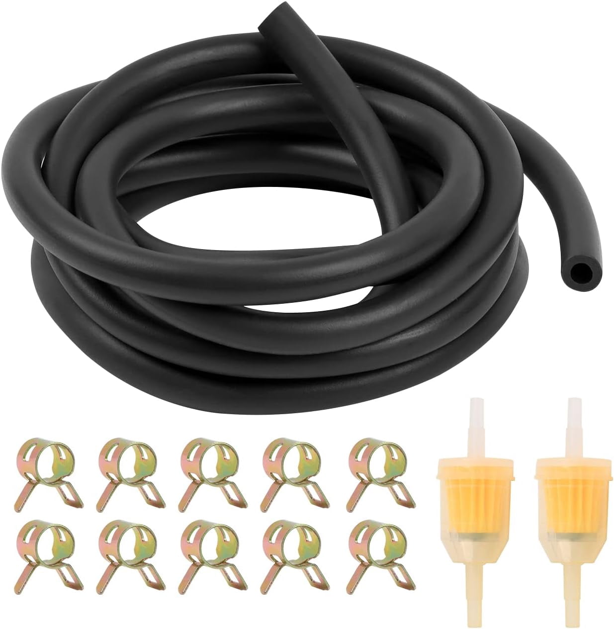 Gas Hose Kit With 2-Piece Fuel Filter, 10-Piece Hose Clamps For Small ...