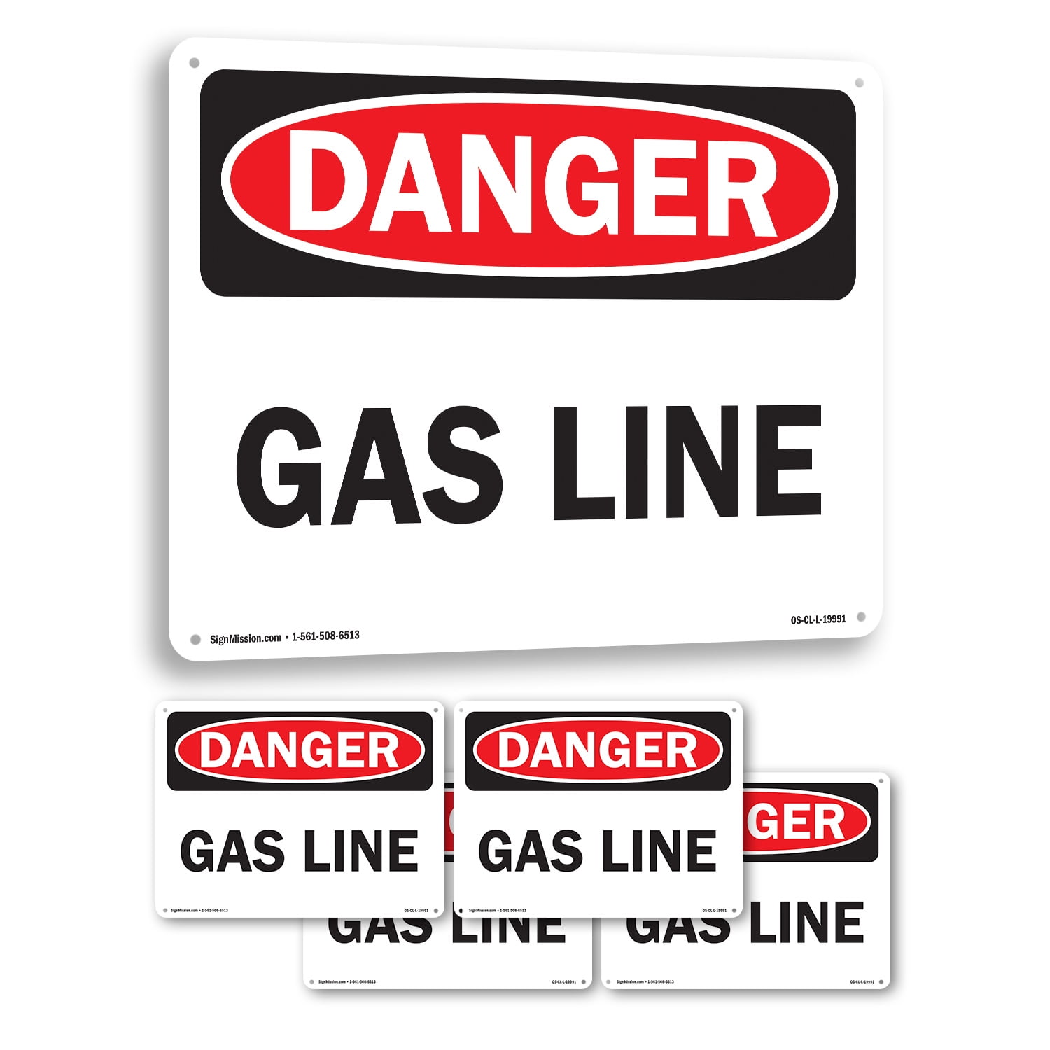 Gas Line OSHA Danger Aluminum Sign 18 Inch x 12 Inch - 5 Pack - Walmart.com