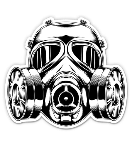 Gas Mask Biohazard Danger - 5" Vinyl Sticker - For Car Laptop I-Pad ...