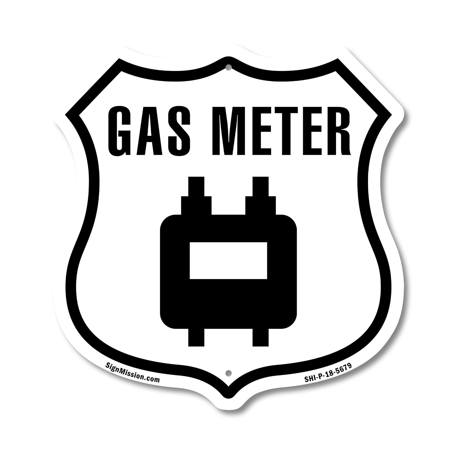 Gas Meter 12 inch X 12 inch Shield Shaped Commercial Grade Plastic Sign ...