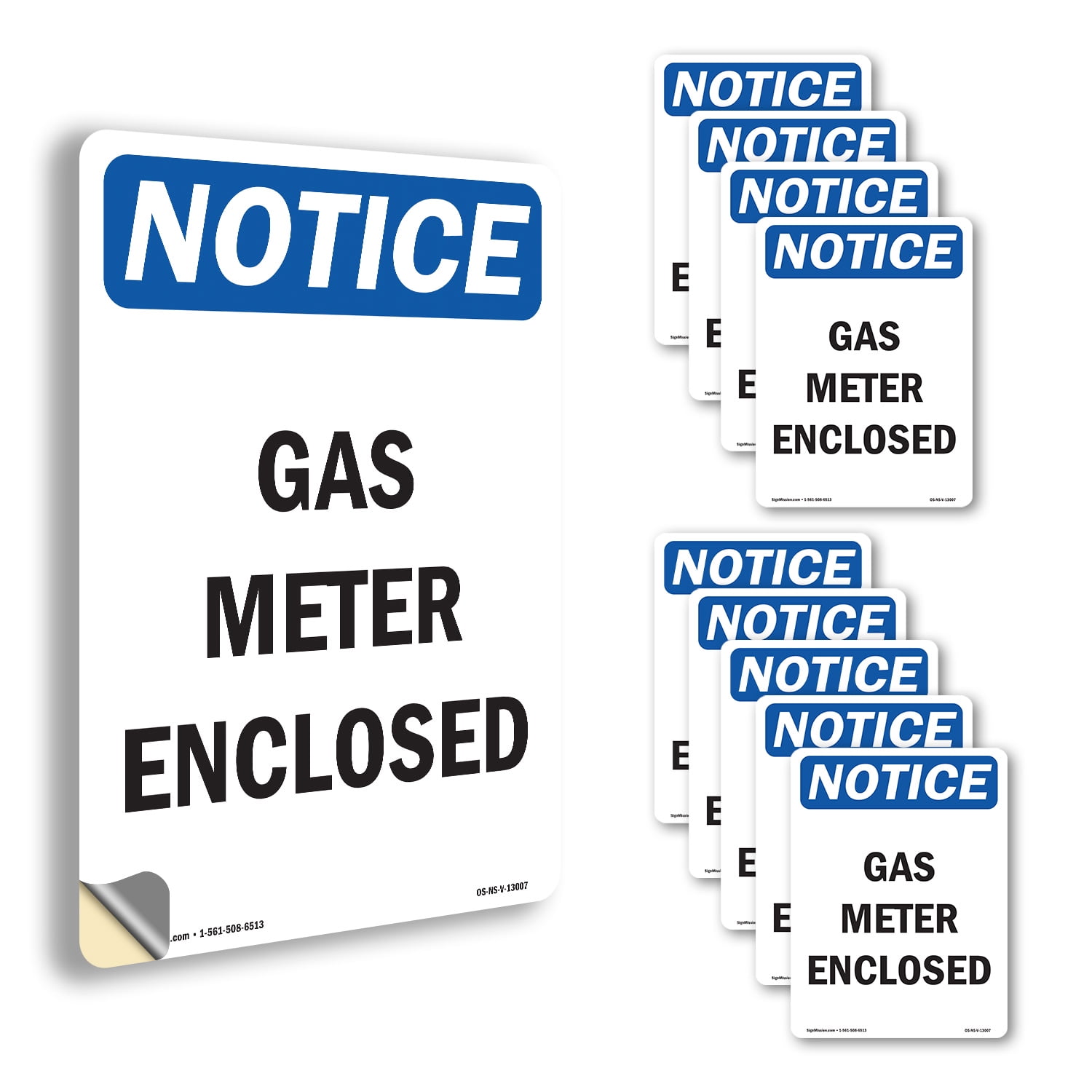 Gas Meter Enclosed OSHA Notice Vinyl Decal Label 14 Inch x 10 Inch - 10 ...