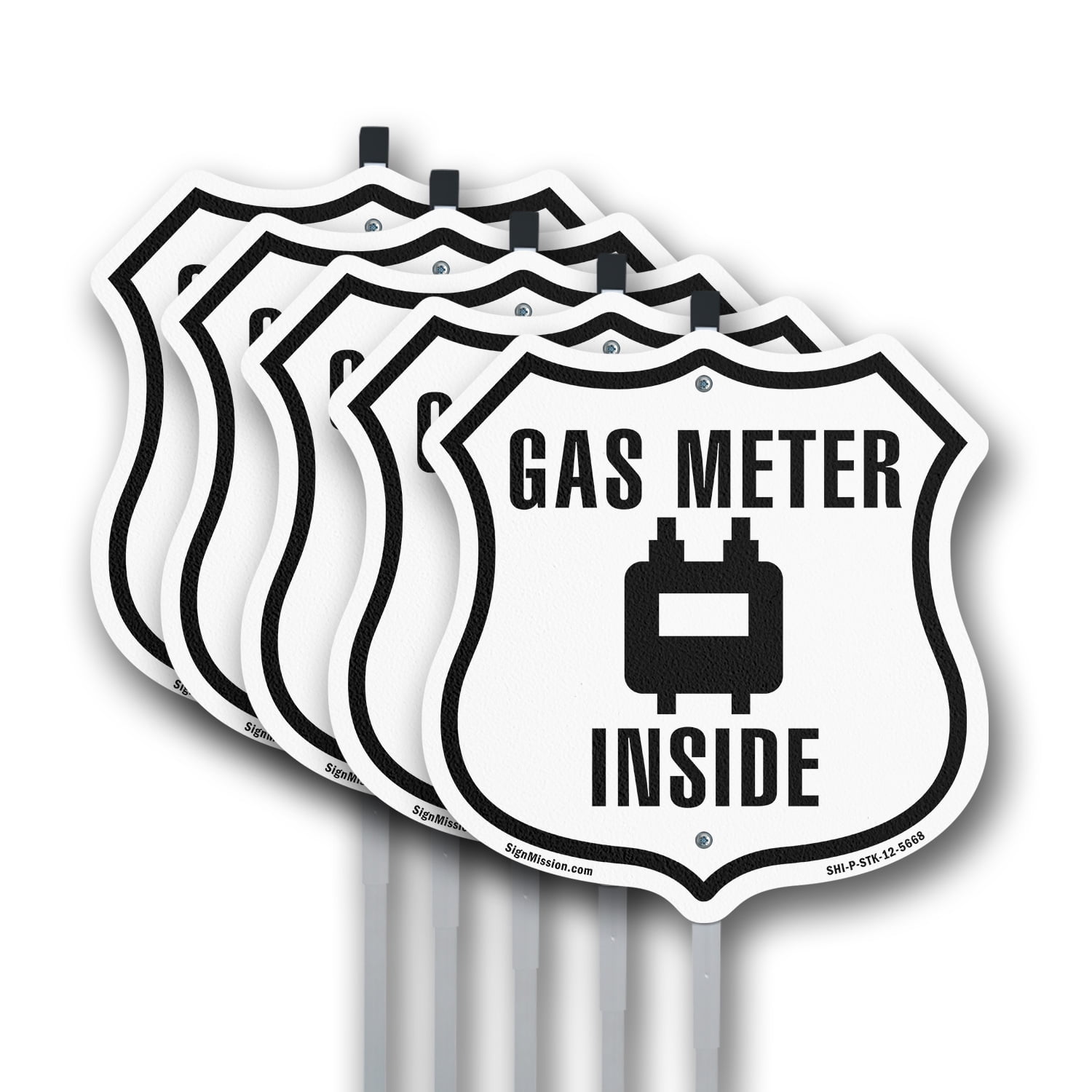 Gas Meter Inside (5 Pack) 12 inch X 12 inch Shield Shaped Commercial ...