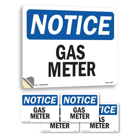 Gas Meter OSHA Notice Vinyl Decal Label 18 Inch x 12 Inch - 5 Pack ...