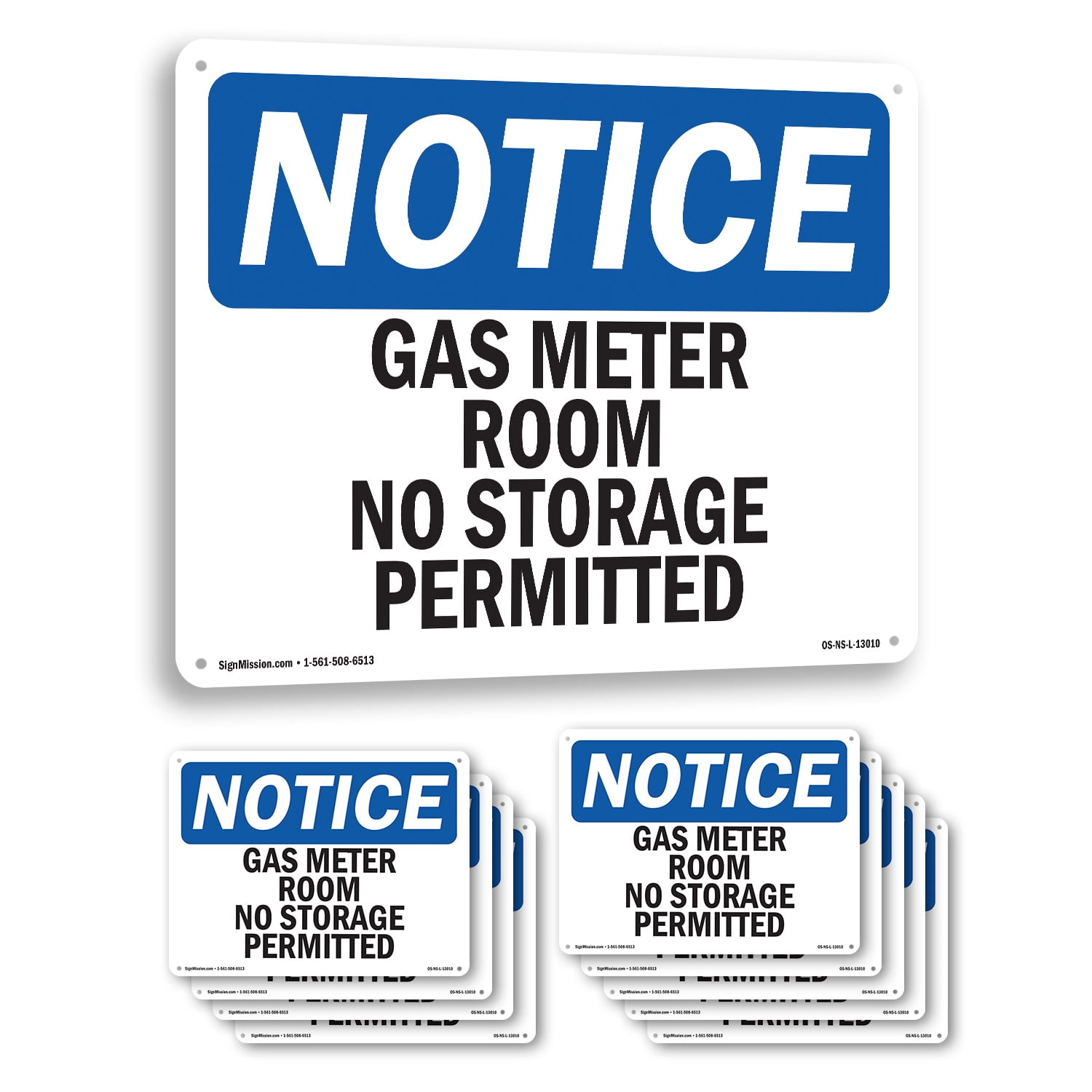 Gas Meter Room No Storage Permitted OSHA Notice Rigid Plastic Sign 10 ...