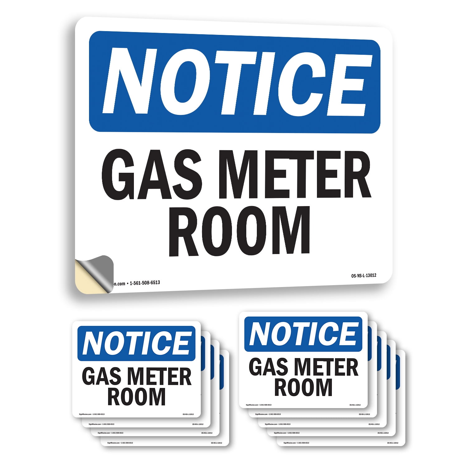 Gas Meter Room OSHA Notice Vinyl Decal Label 10 Inch x 7 Inch - 10 Pack ...