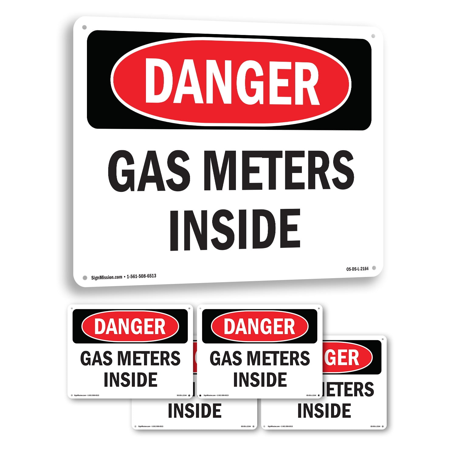 Gas Meters Inside OSHA Danger Aluminum Sign 10 Inch x 7 Inch - 5 Pack ...