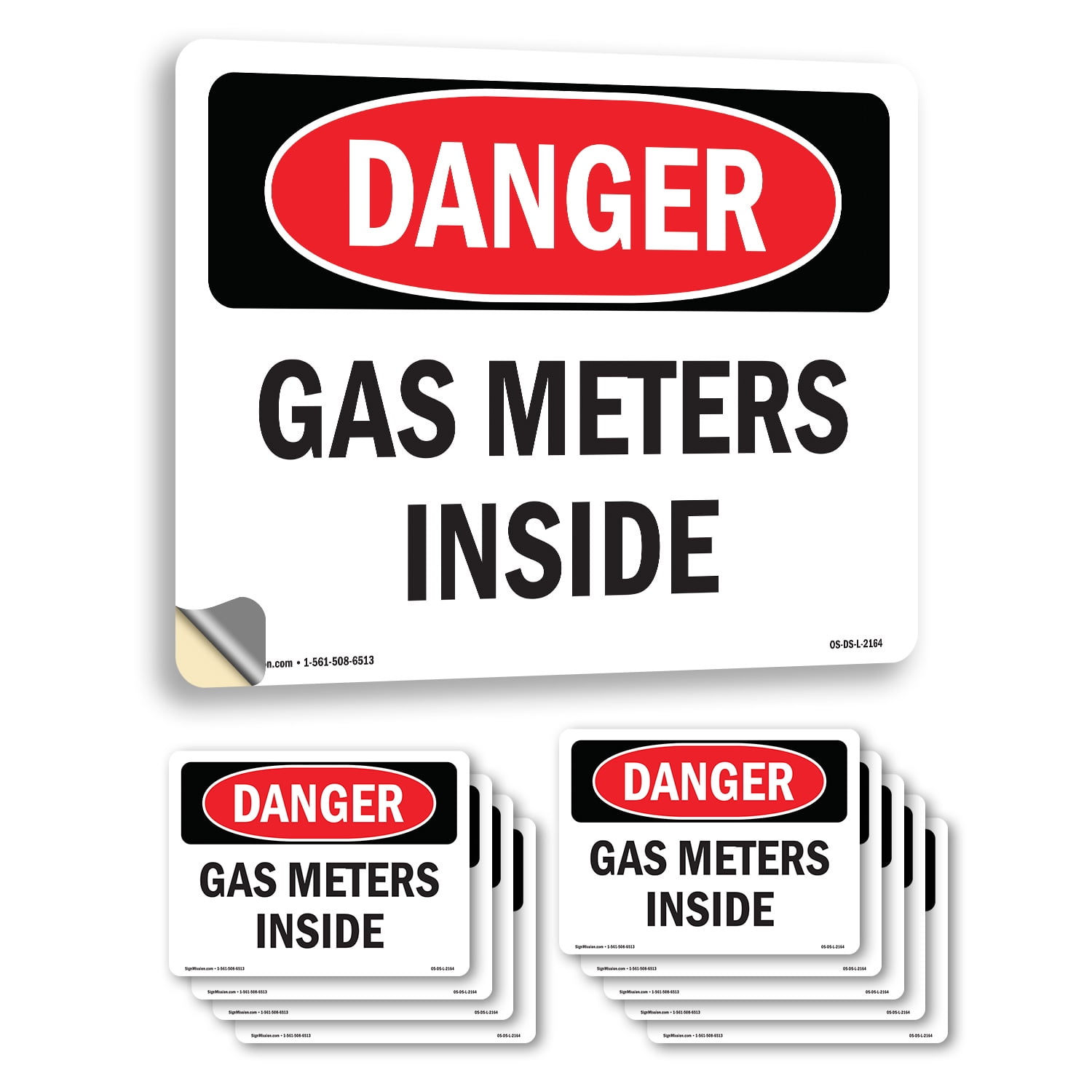 Gas Meters Inside OSHA Danger Vinyl Decal Label 7 Inch x 5 Inch - 10 ...