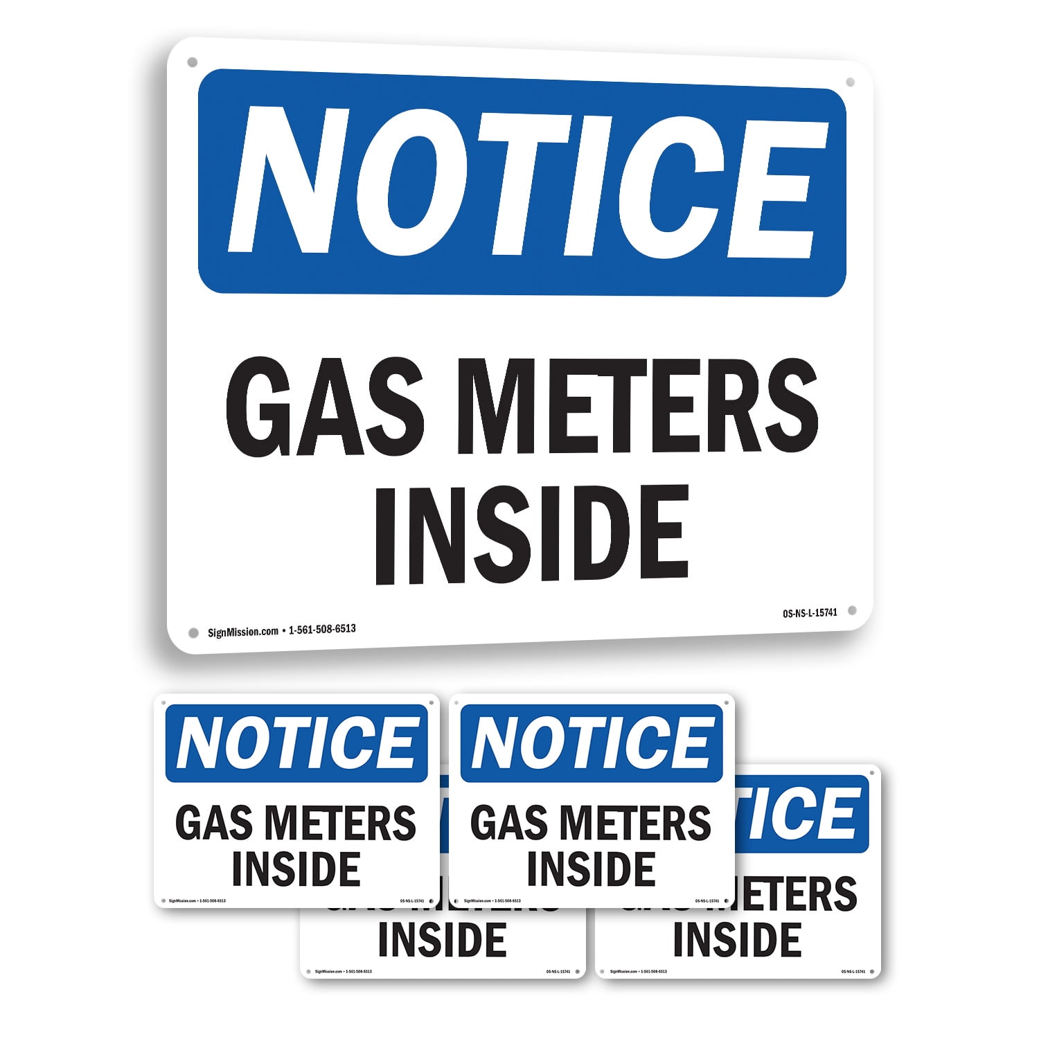 Gas Meters Inside OSHA Notice Aluminum Sign 18 Inch x 12 Inch - 5 Pack ...