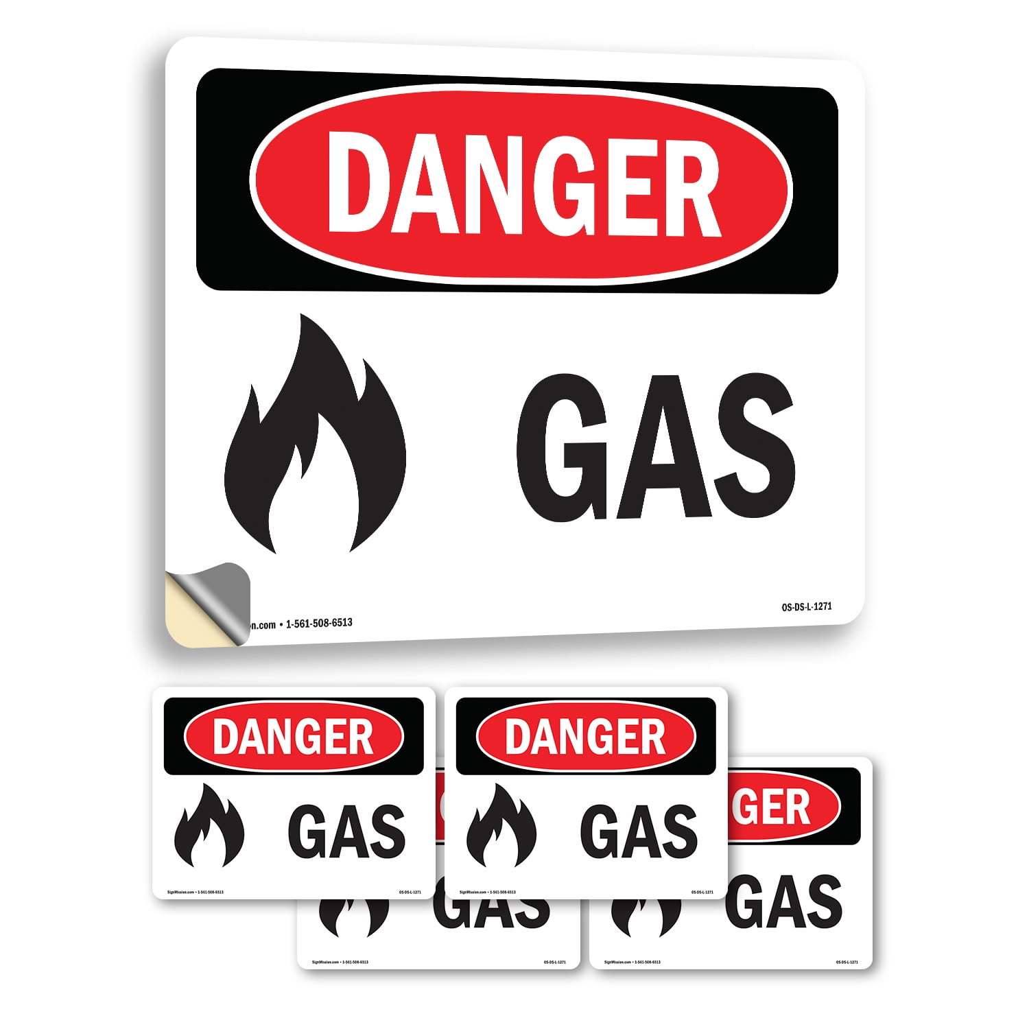 Gas OSHA Danger Vinyl Decal Label 24 Inch x 18 Inch - 5 Pack - Walmart.com