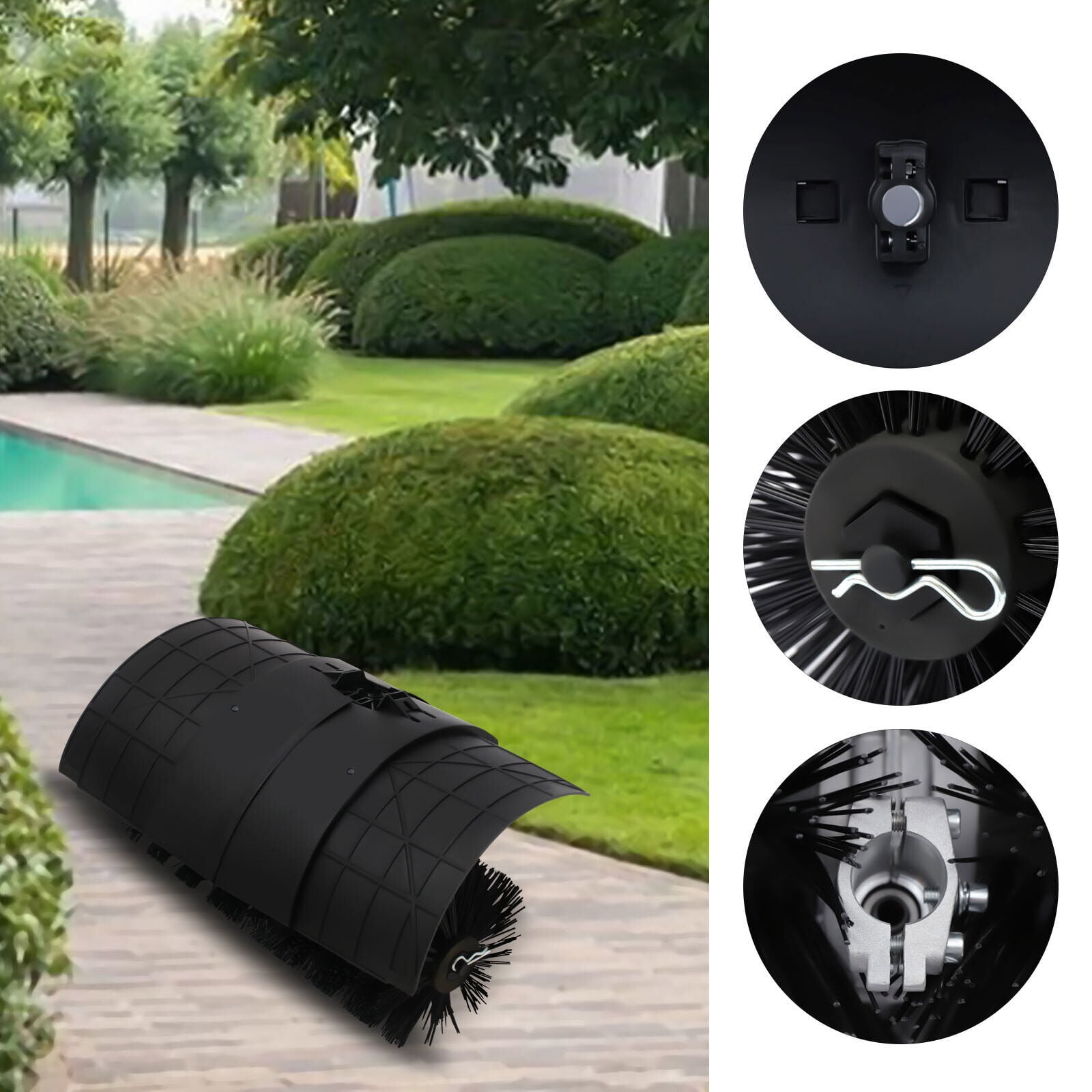 Gas Power Broom Sweeper Broom Head Driveway Turf Grass Snow Clean Brush ...