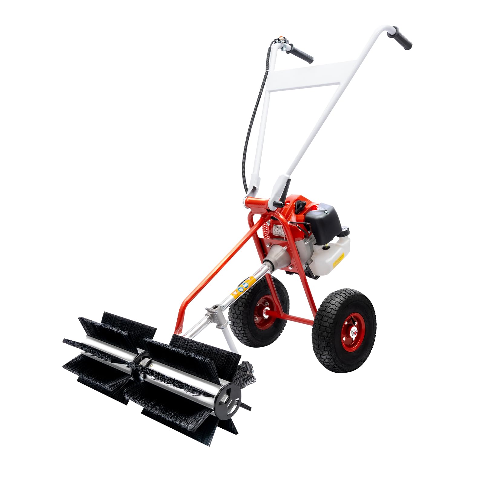 Gas Power Sweeper Broom, 43CC 2-Stroke 1.7HP Walk Behind Snow Sweeper ...