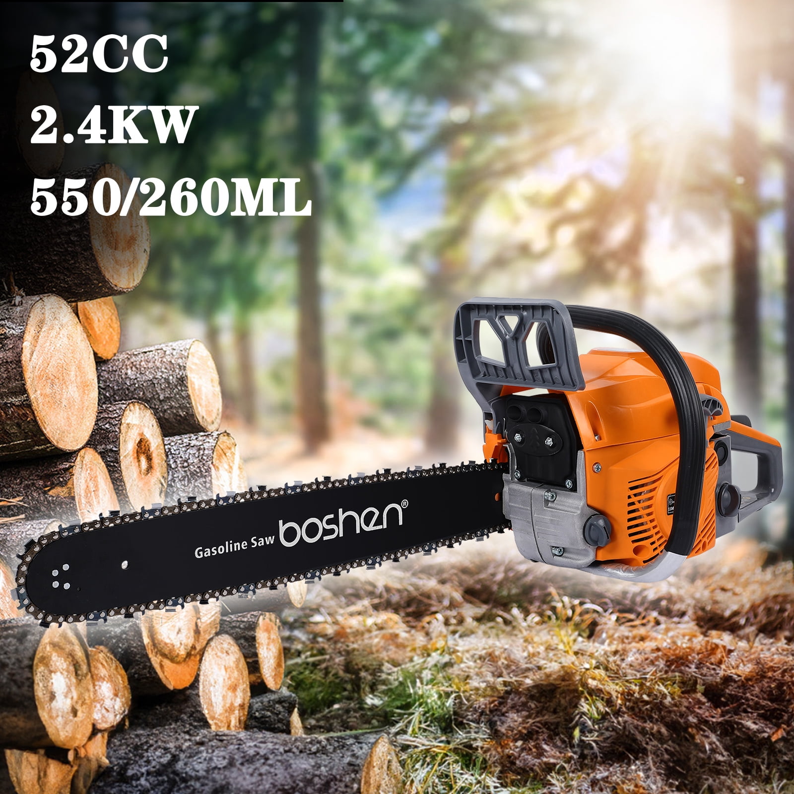 Gas Powered 20" Chainsaw 2-Cycle 52 CC Handheld Gasoline Chain Saws for ...